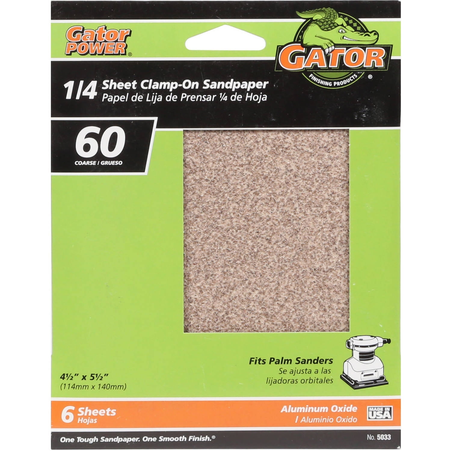 Gator Multi-Surface Sandpaper Sheets, Clamp-On, Aluminum Oxide, 1/4, 60 ...
