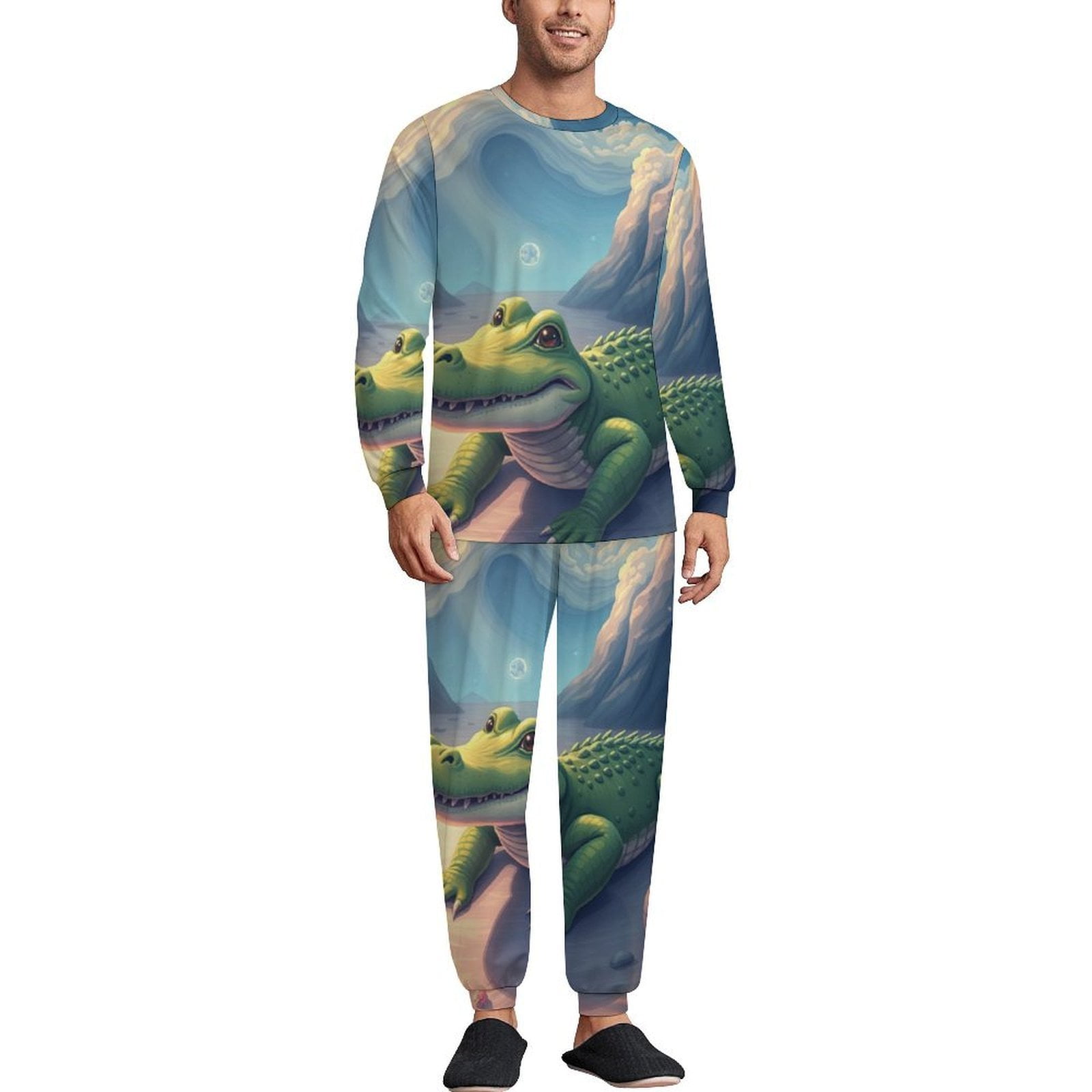 Gator Cosmic Dreamscape Pajamas Mens Warm Sleepwear Autumn Long Sleeve ...