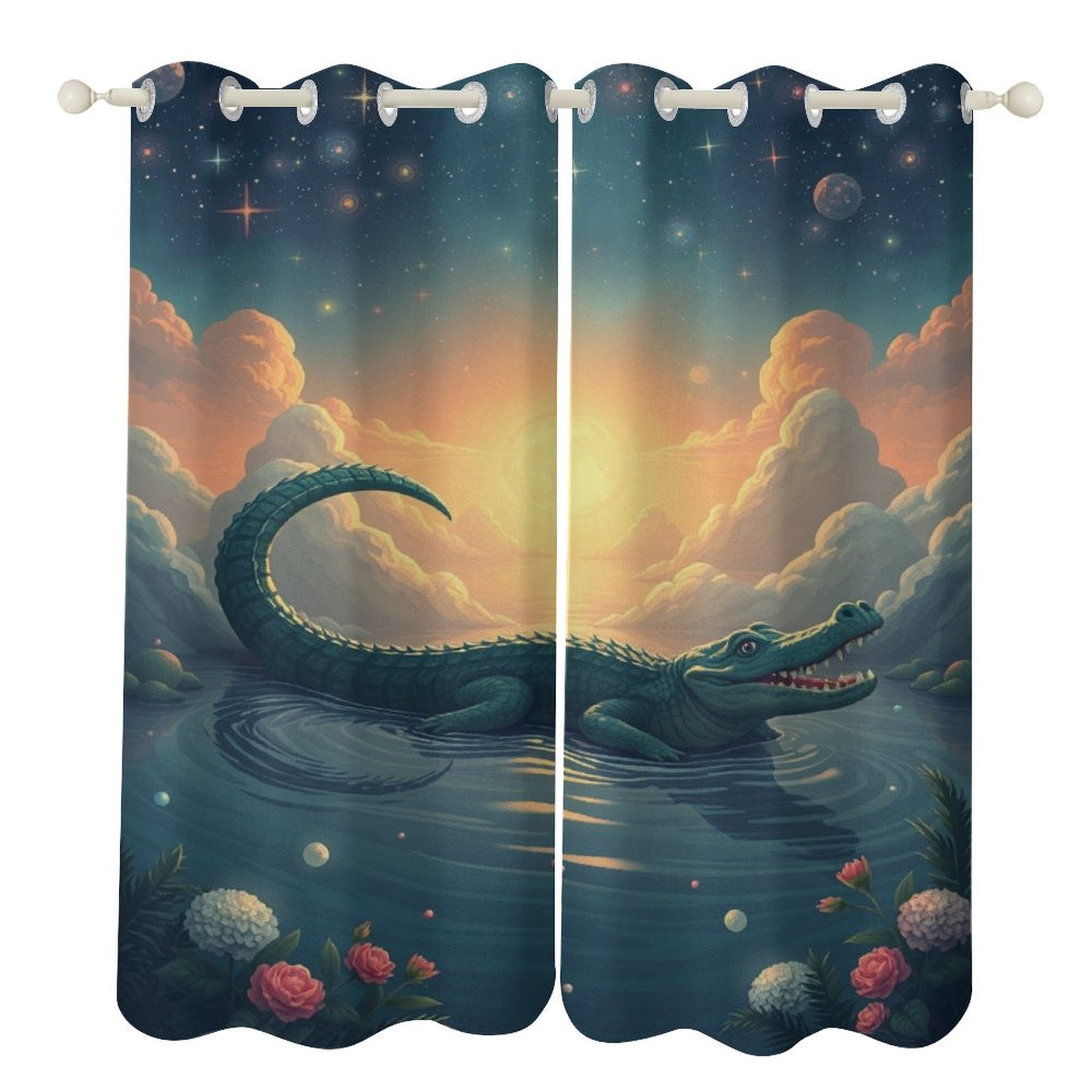 Gator Cosmic Sunset Blackout Curtains 2 Panel Rod Pocket Thermal ...