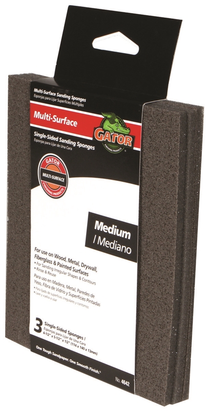 Gator Finishing 4642 80 Grit Aluminum Oxide Sanding Sponges 3 pack, 4.5 ...