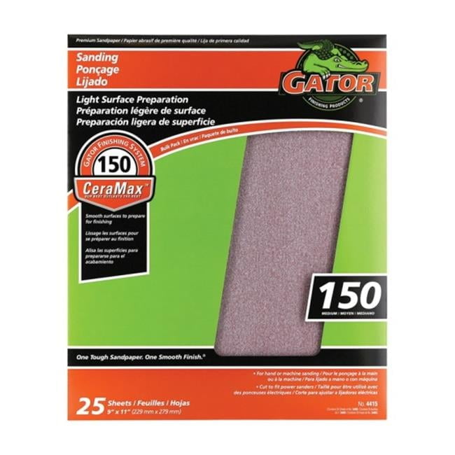 Gator Grit 3405 150 Grit Sandpaper - pack of 25 - Walmart.com