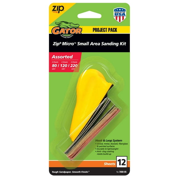 Gator Micro Zip Small Area Sanding Kit, 12 Count