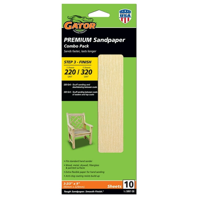 Gator Premium Sanding Sheet 220/320 Grit, 10 Pack - Walmart.com