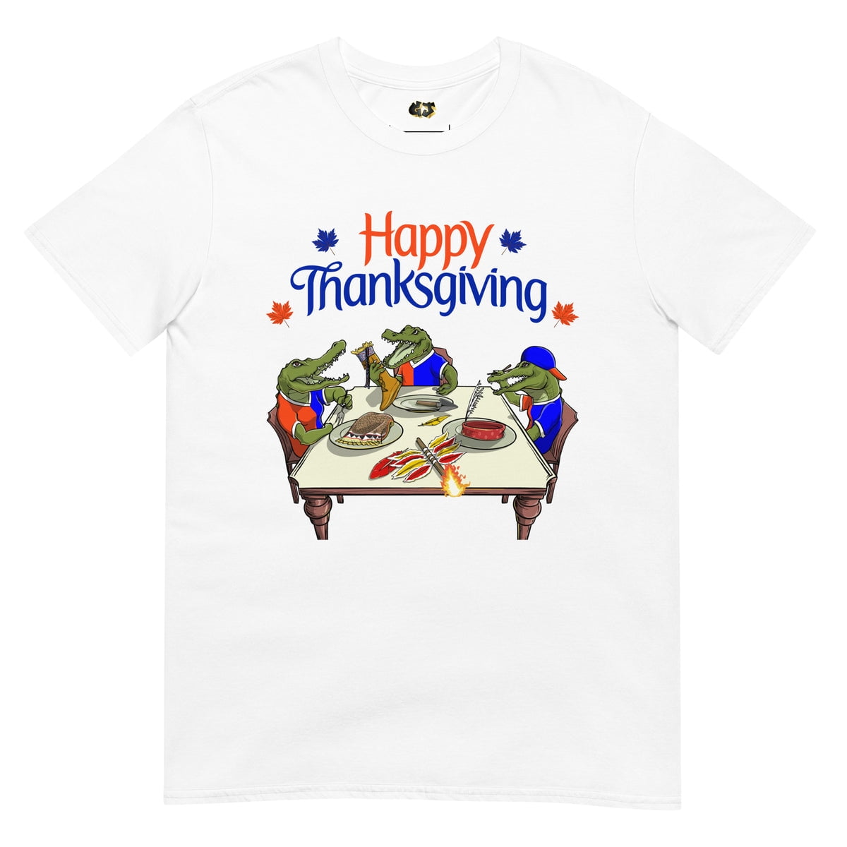 Graphic Jaw Gator Thanksgiving Feast T-shirt | White, Small - Walmart.com