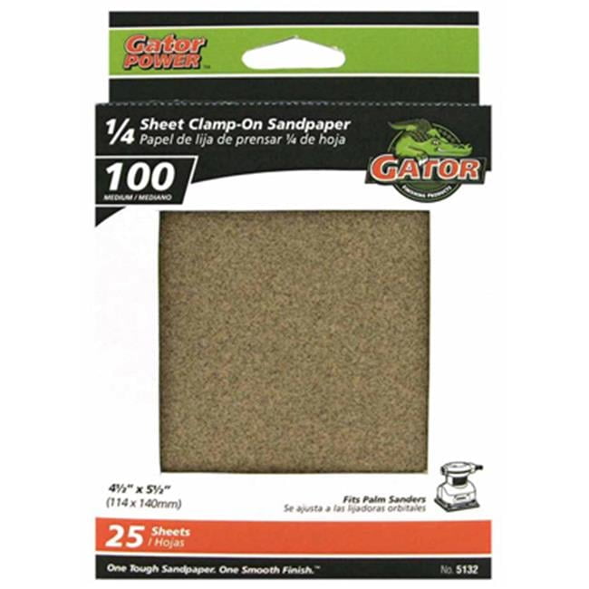 Gator® 5132 1/4 Sheet Clamp-On Sandpaper, 100-Grit, 4.5" x 5.5", 25 ...
