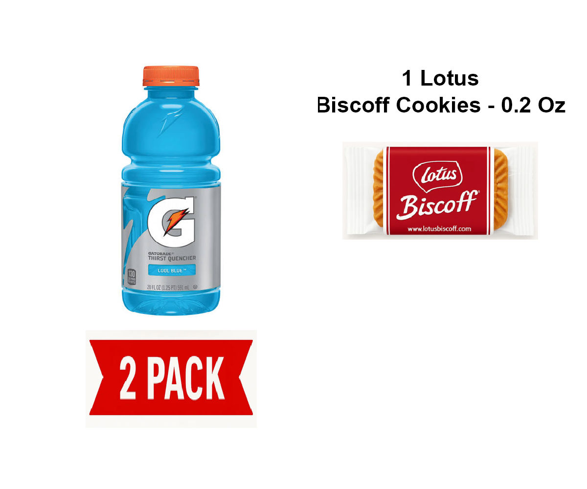 Gatorade Cool Blue - 20 fl oz - Pack of 2 & Lotus Biscoff Cookie - 0.2 ...