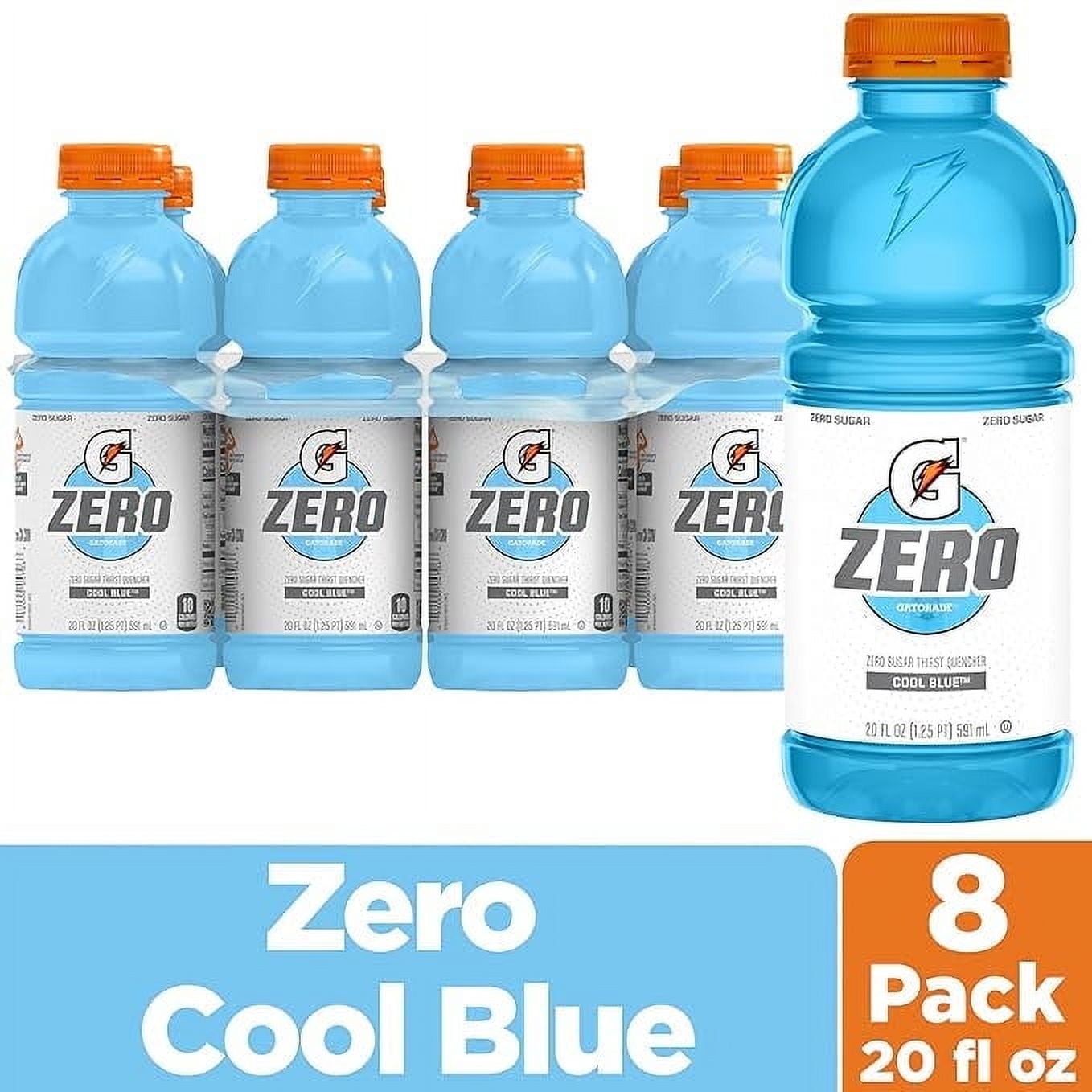Gatorade Zero Sugar Cool Blue Sports Drink Multipack Bottles 8 bottles ...