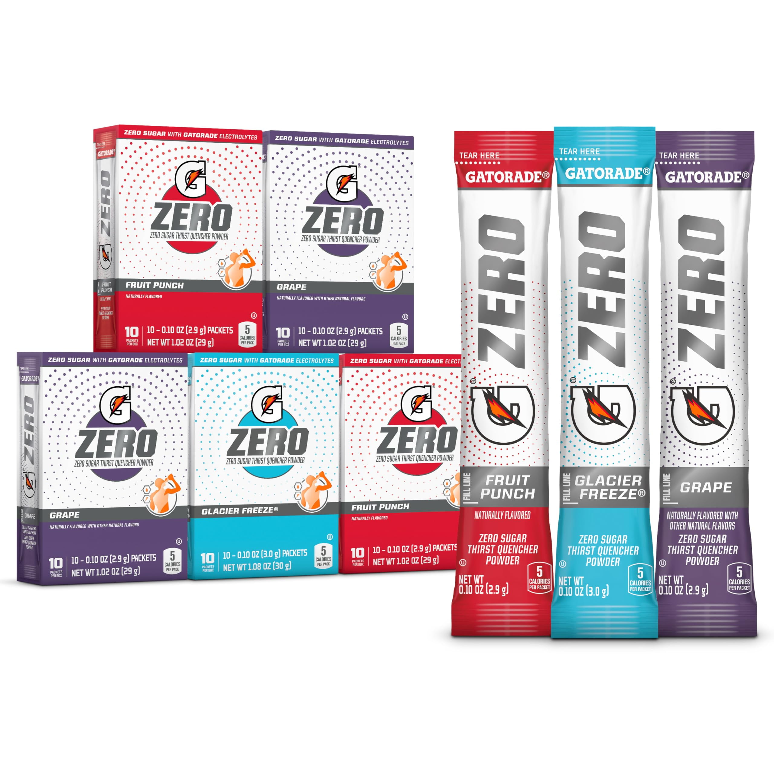 Gatorade G Zero Powder, Fruit Punch Variety Pack, 0.10Oz Individual ...