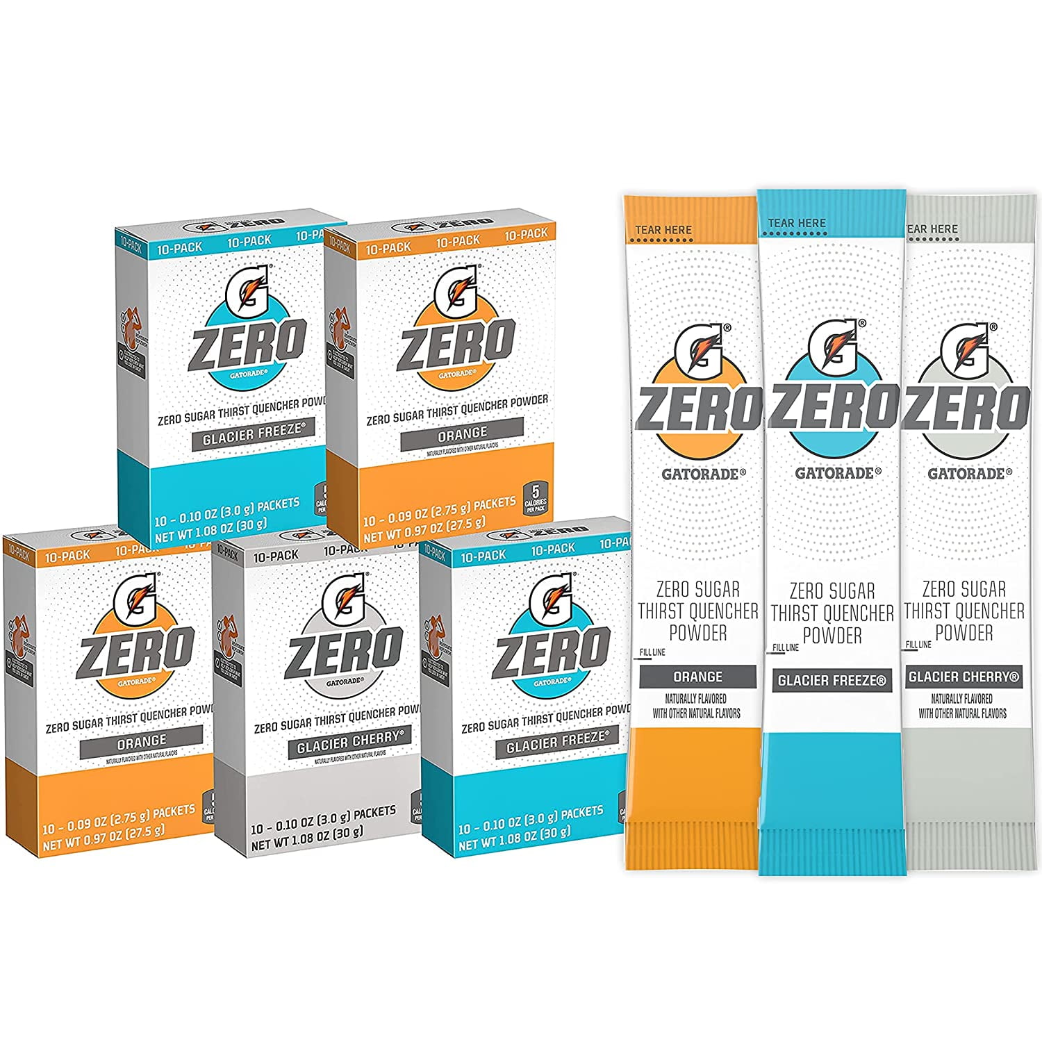 Gatorade G Zero Powder, Glacier Cherry Variety Pack, 0.10oz Individual ...