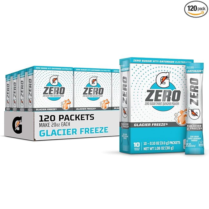 Gatorade G Zero Powder, Glacier Freeze, 0.10 oz Packets (120 Pack ...