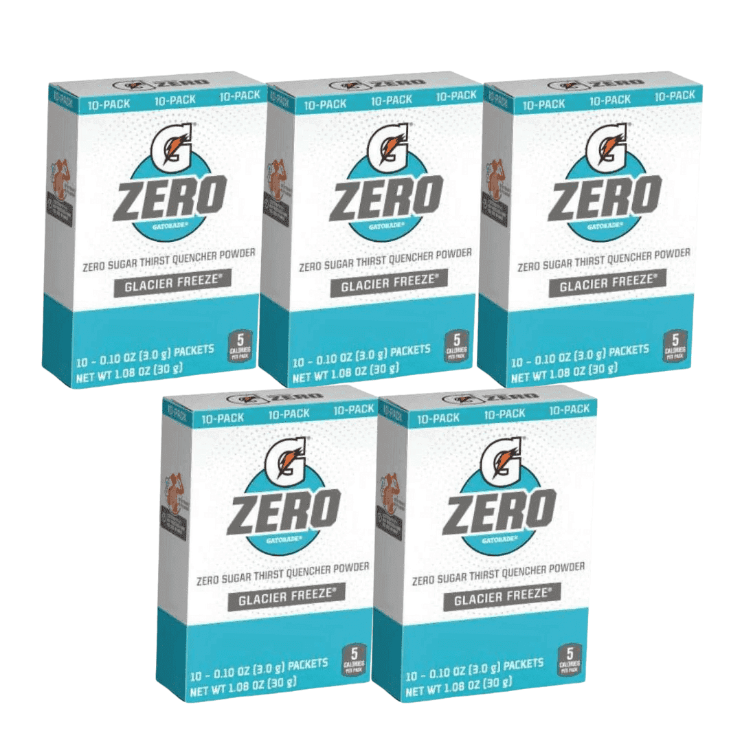 Gatorade G Zero Powder, Glacier Freeze, Sports Drink Mixes, 5 Boxes (50 ...