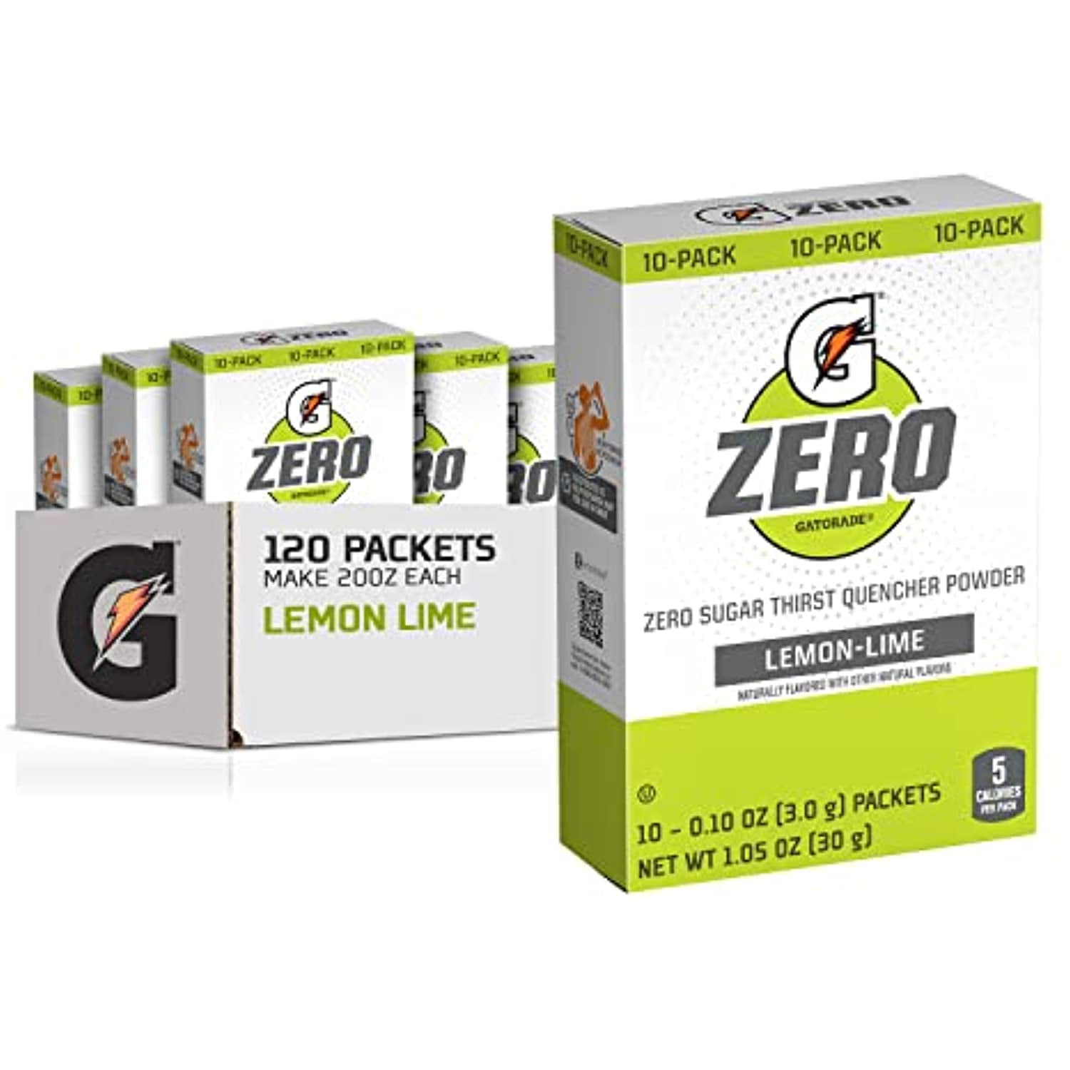Gatorade G Zero Lemon Lime Water Drink Mix, 0.10Oz Powder Packets (120 ...