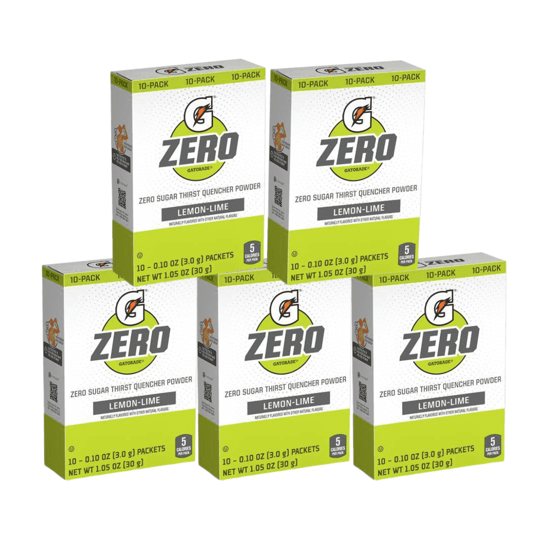 Gatorade G Zero Powder, Lemon Lime, 5 Boxes (50 Packets) - Walmart.com