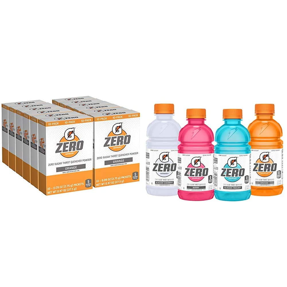 Gatorade G Zero Powder, Orange, 0.10Oz Packets (120 Pack) & Zero Sugar ...