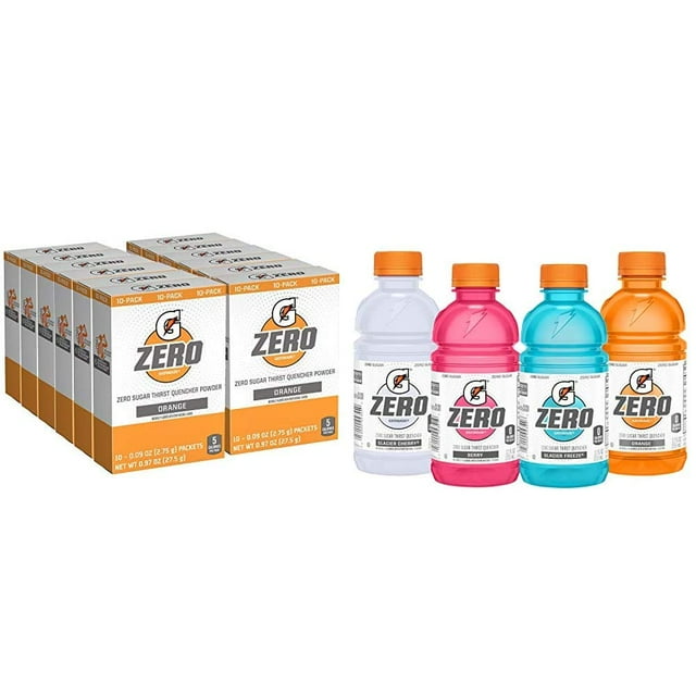 Gatorade G Zero Powder, Orange, 0.10Oz Packets (120 Pack) & Zero Sugar ...