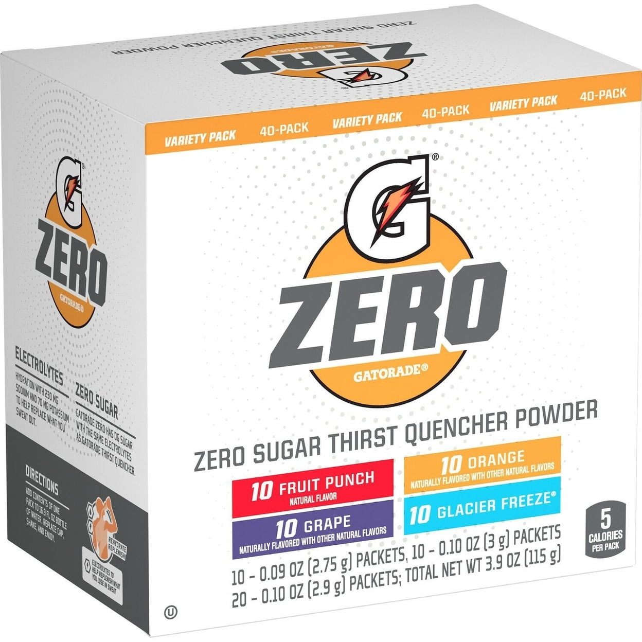 Gatorade G Zero Sugar-Free Thirst Quencher, Powder Variety Pack (Pack of 40) - Walmart Business ...