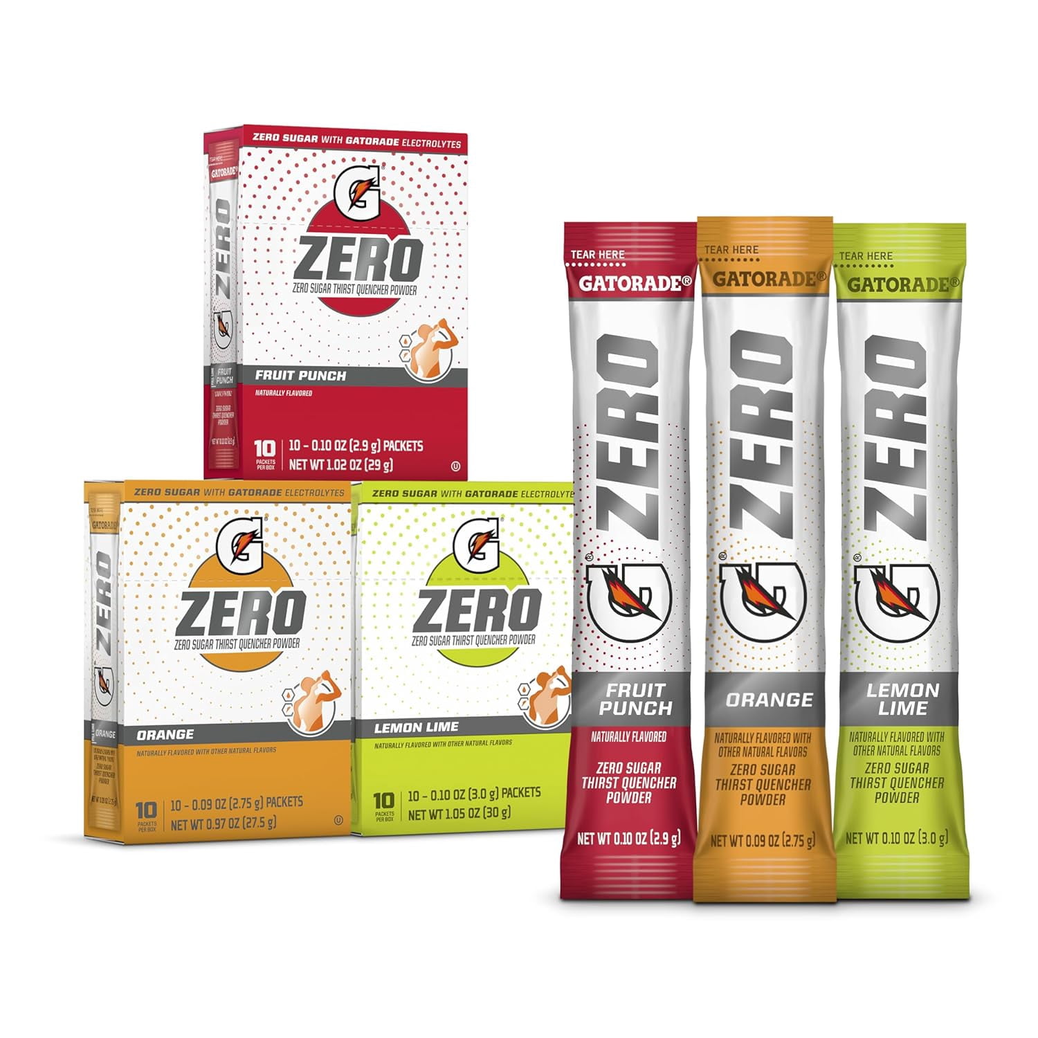 Gatorade G Zero Sports Drink Mix Powder Packets, 3 Flavor Classic ...