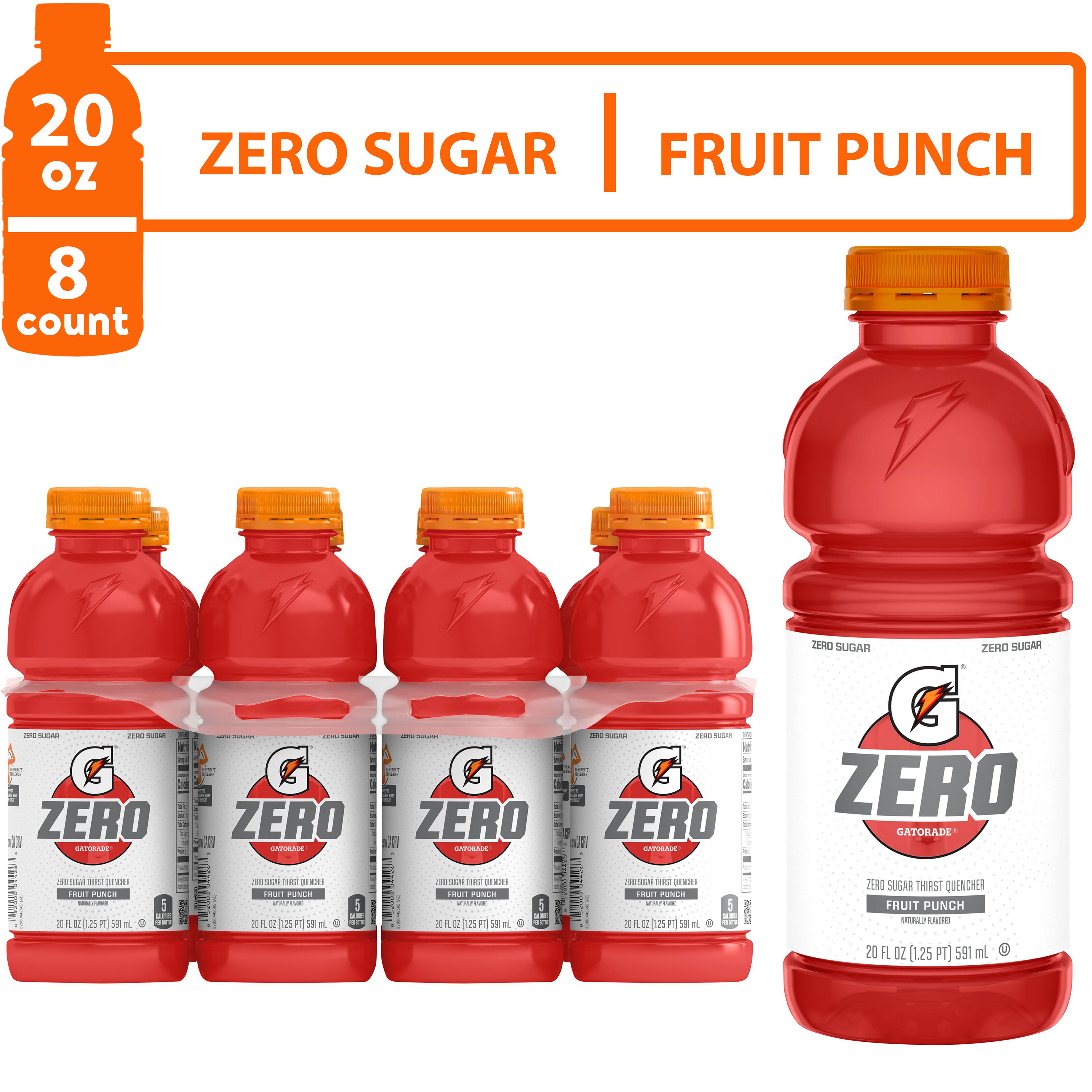 Gatorade Zero Sugar Thirst Quencher Fruit Punch Sports Drink, 12 oz, 12 ...