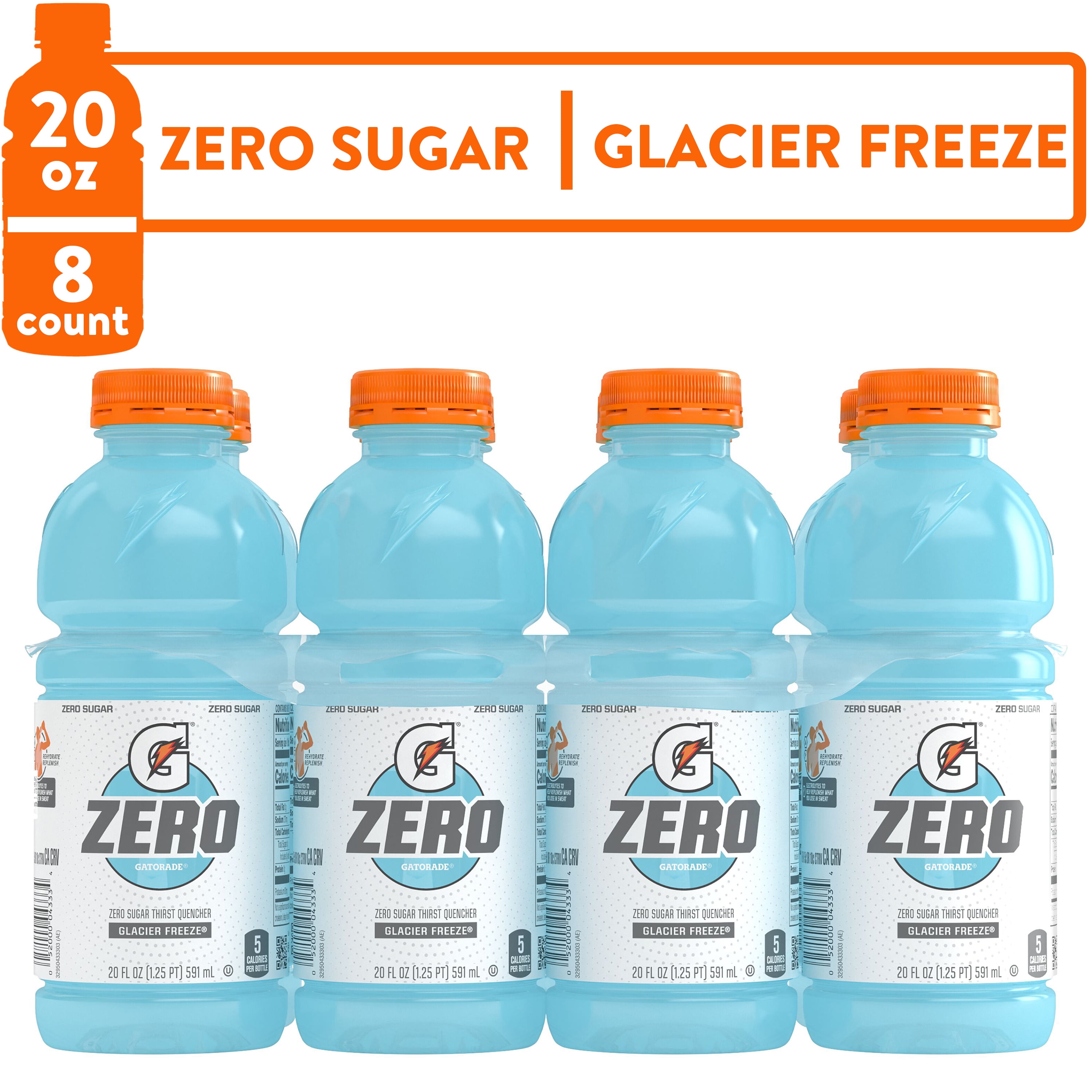 Gatorade Zero Sugar Thirst Quencher, Glacier Freeze Sports Drinks, 20 ...