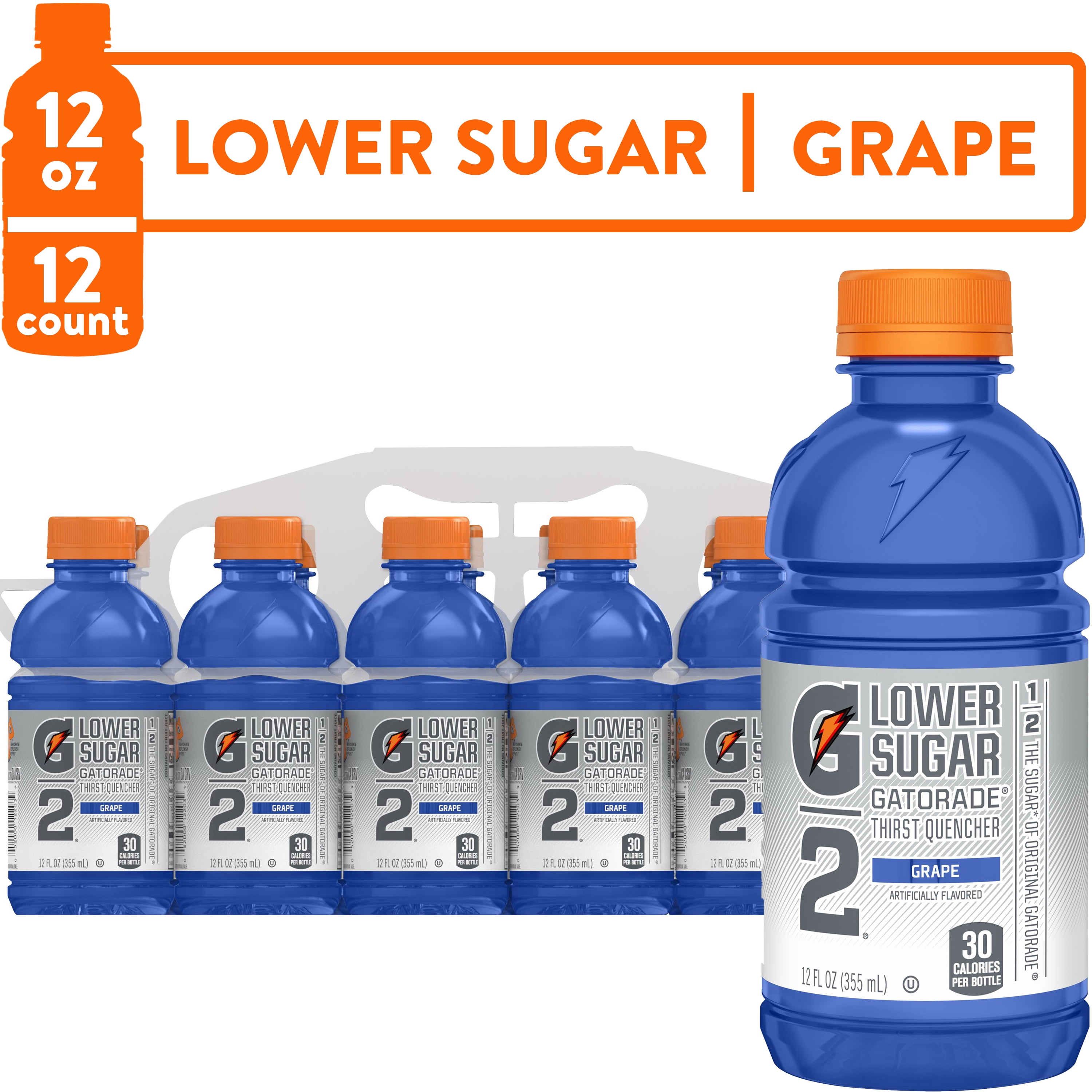 Gatorade G2 Thirst Quencher Sports Drink, Grape, Lower Sugar, 12 fl oz ...