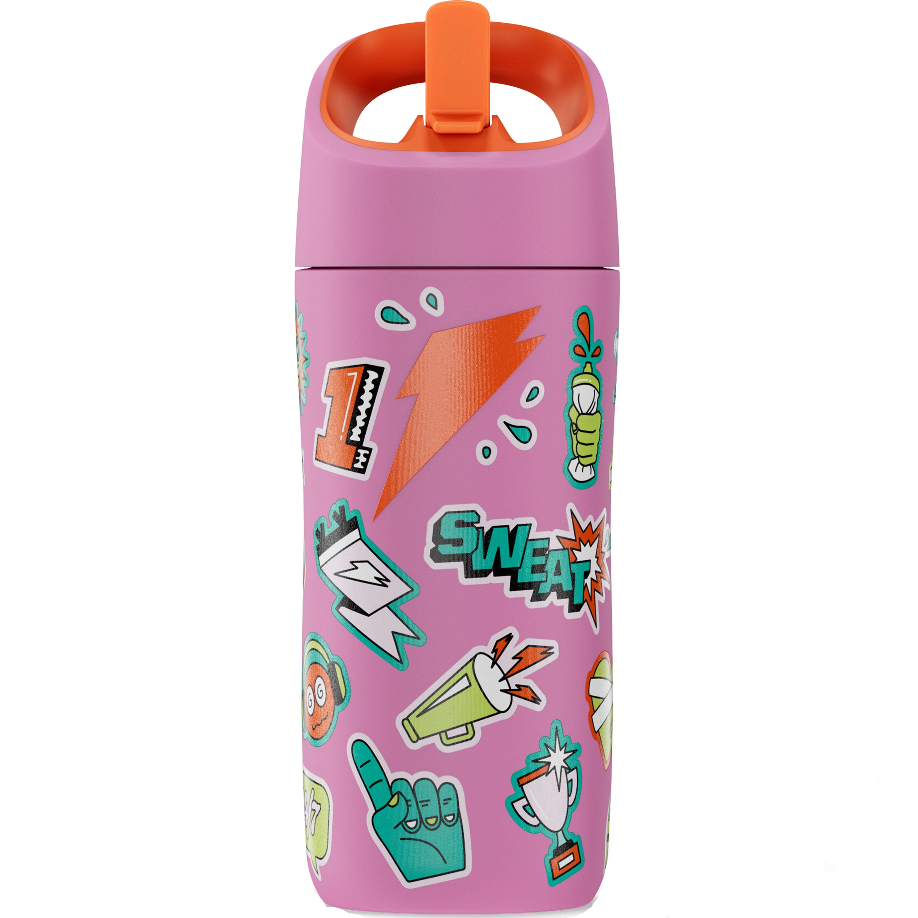 Gatorade Kid's Rookie Stickered Pink Water Bottle with Straw Cap, (12oz ...
