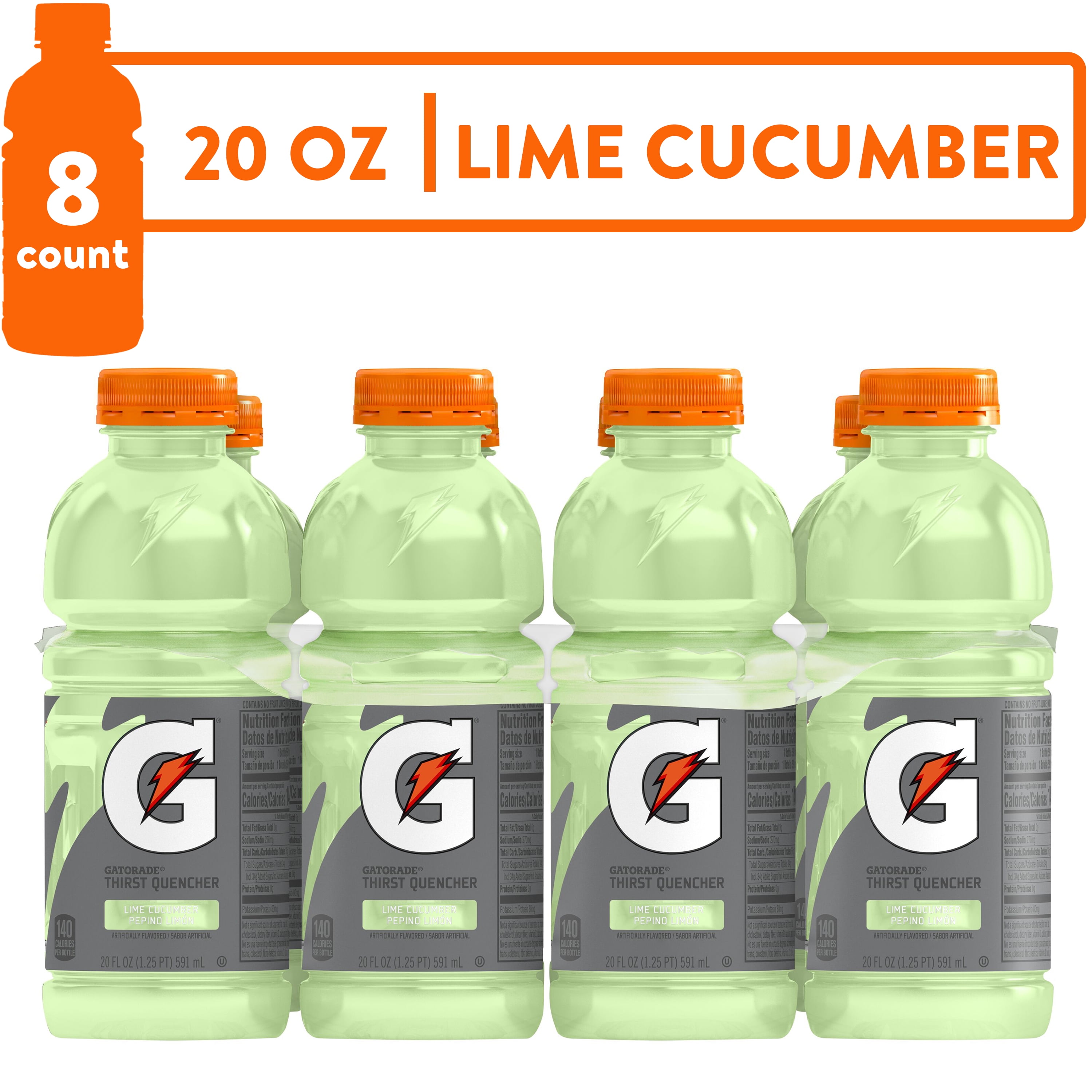 Gatorade Lime Cucumber Thirst Quencher Sports Drink, 20 oz, 8 Pack Bottles - Walmart.com