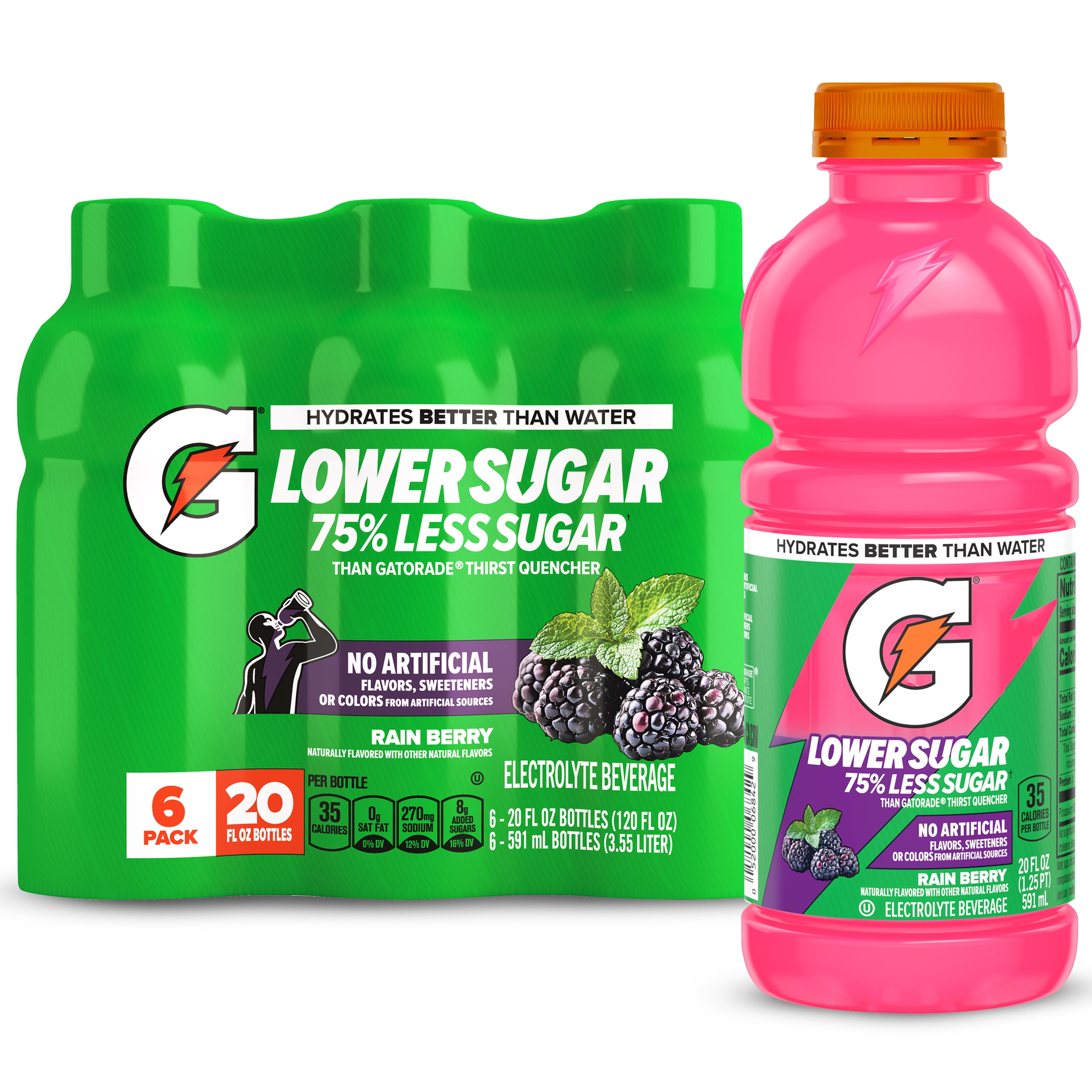 Gatorade Lower Sugar, No Artificials Rain Berry Flavored Electrolyte ...