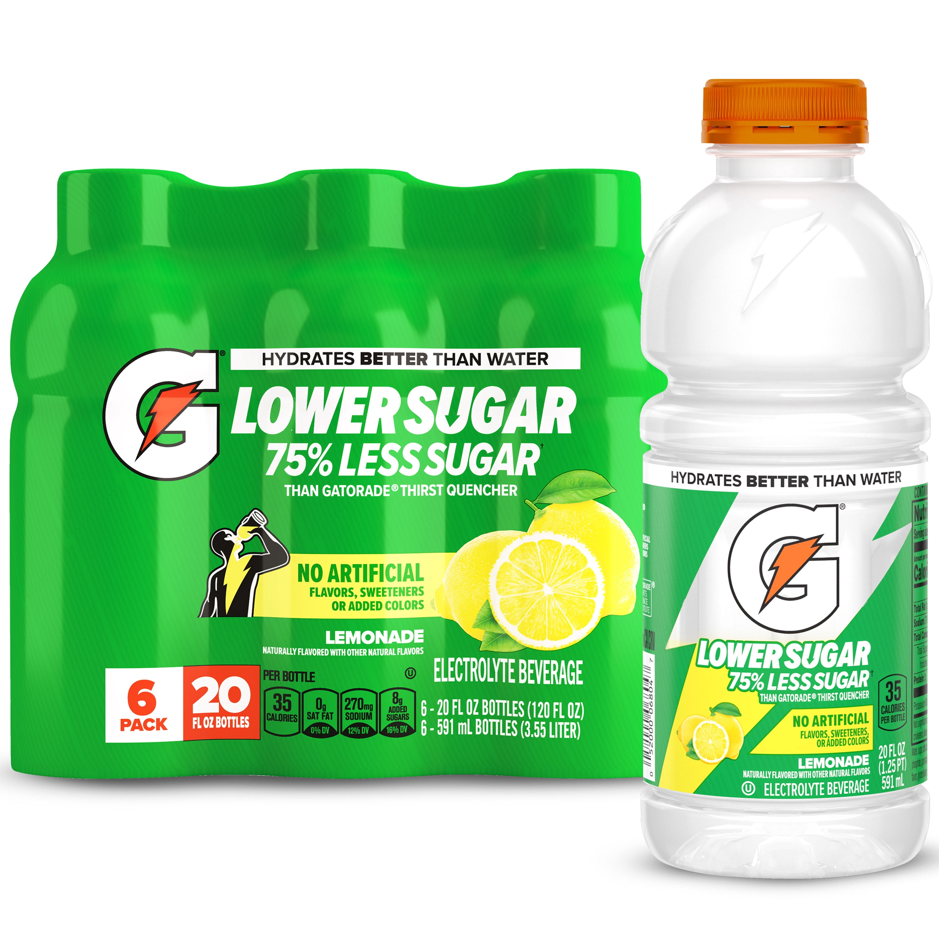Gatorade Lower Sugar, No Artificials Lemonade Flavored Electrolyte ...