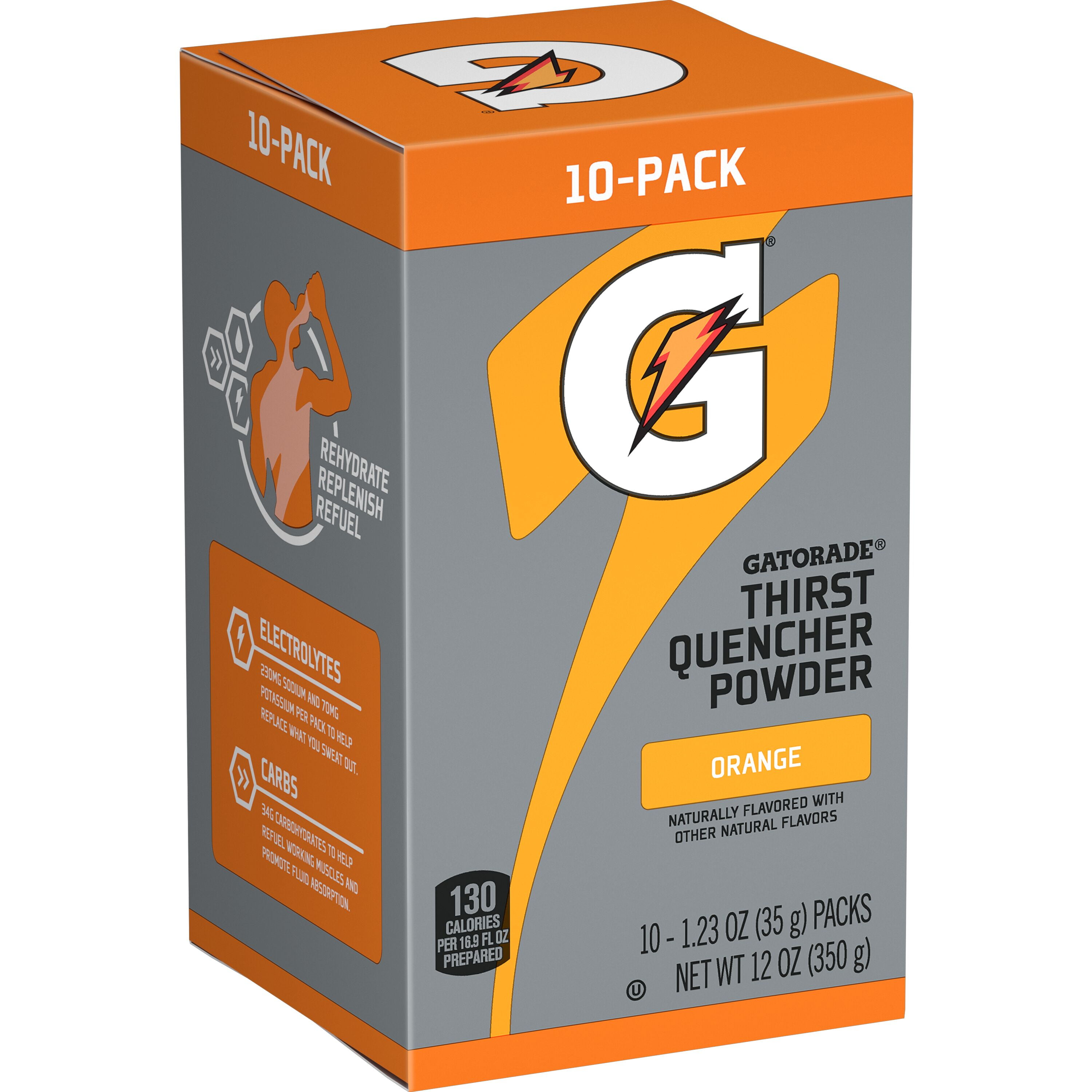 Gatorade Orange Thirst Quencher Powder, 1.23oz, 10 Count Packets ...
