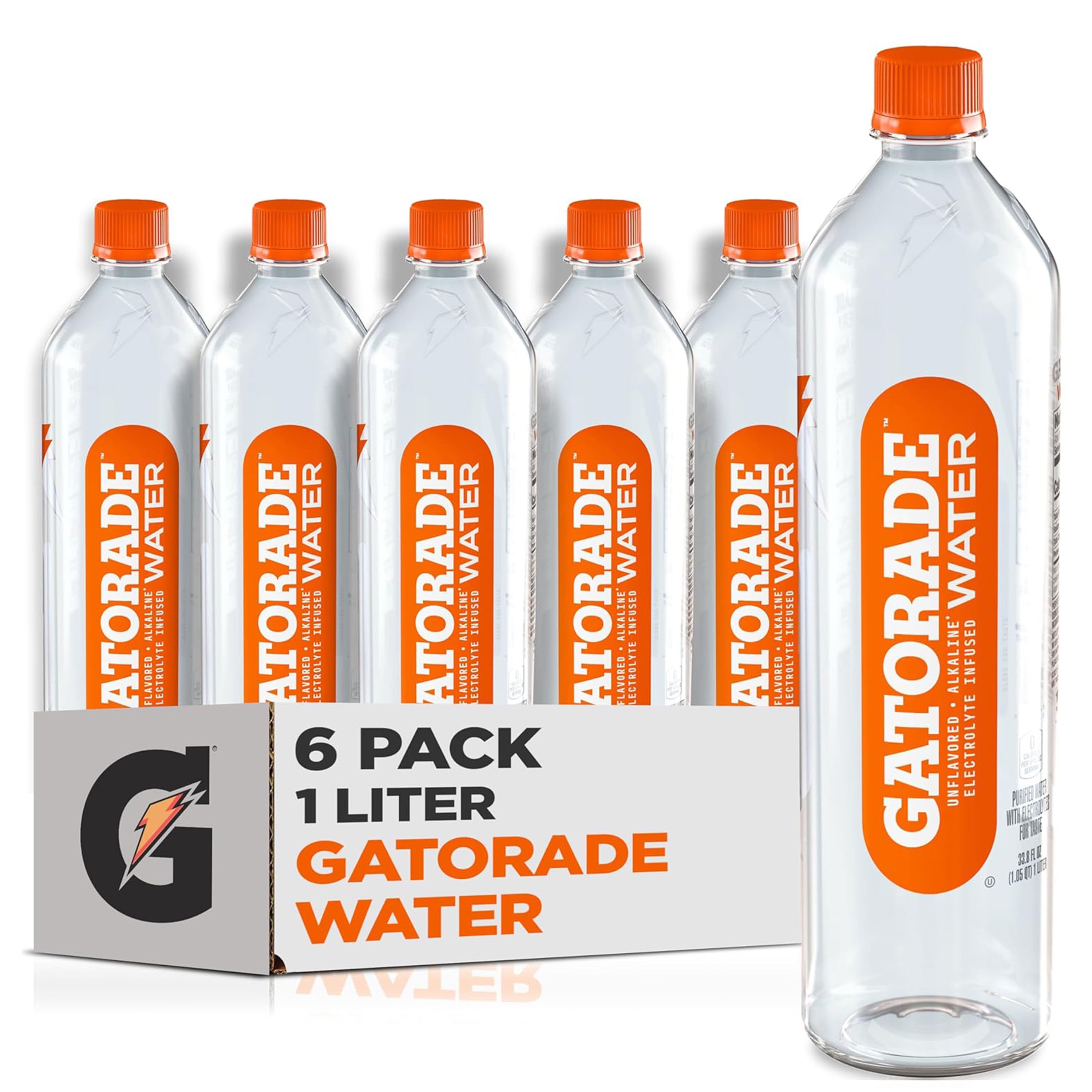 Gatorade Purified Water with Electrolytes, Unflavored, (1 Liter Bottle ...