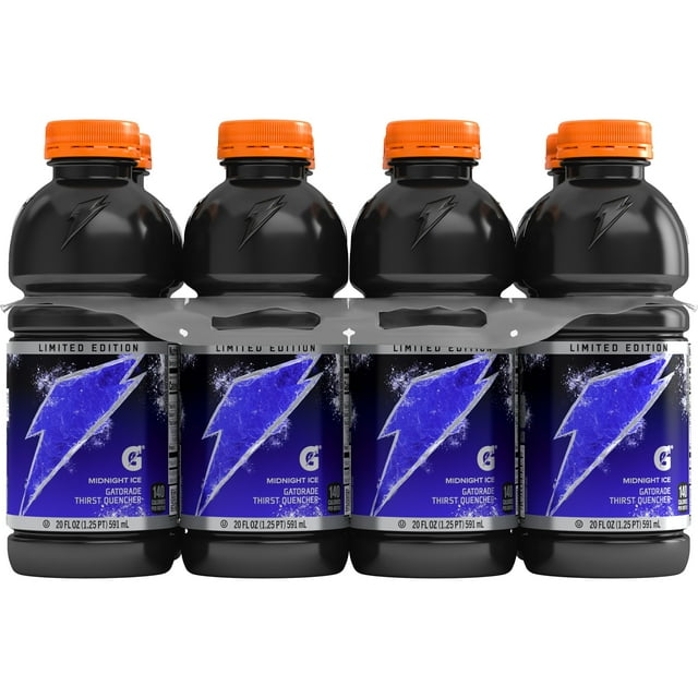 Gatorade Thirst Quencher, Midnight Ice, 20 fl oz, 8 Count Bottles ...