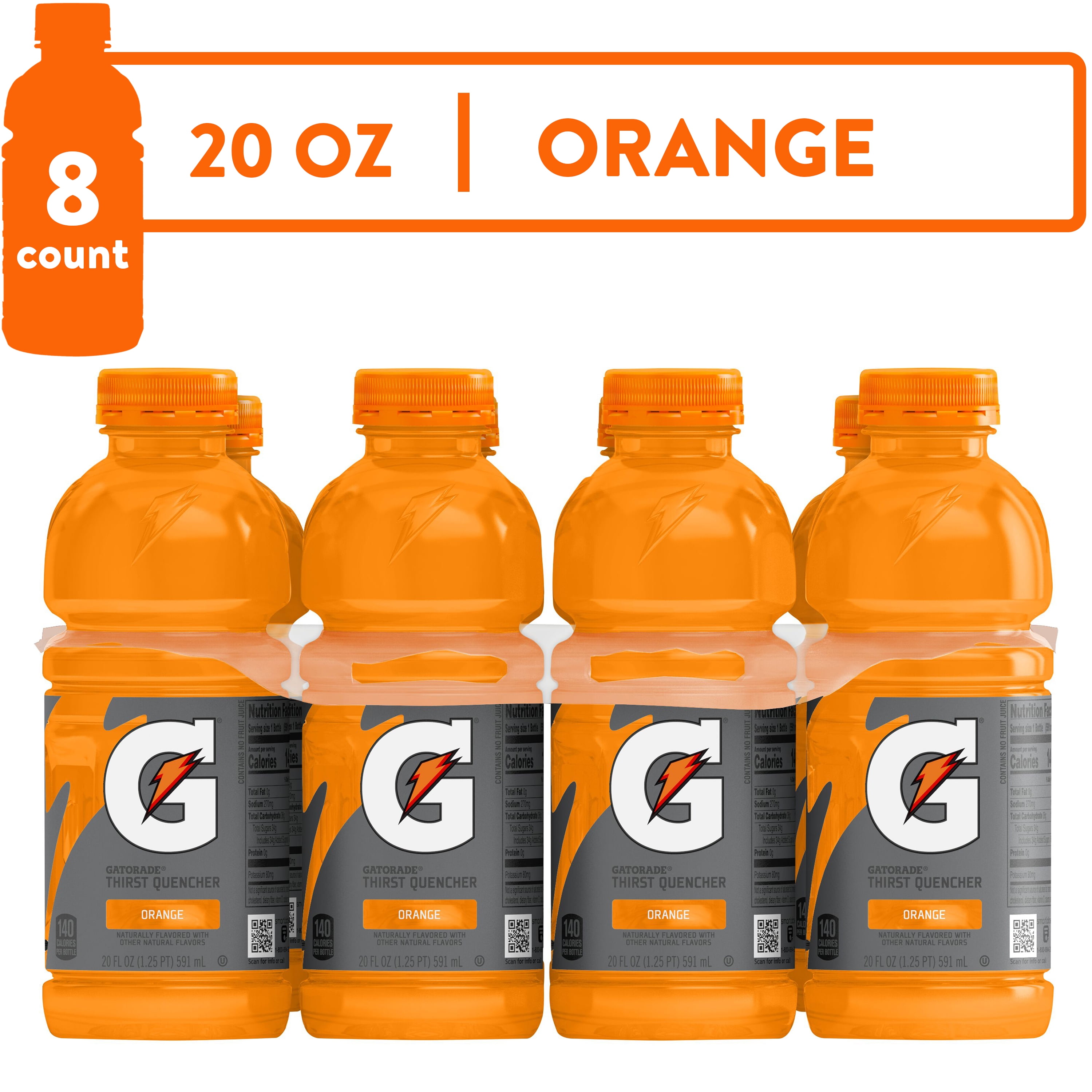 Gatorade Thirst Quencher Orange Sports Drinks, 20 fl oz, 8 Count ...