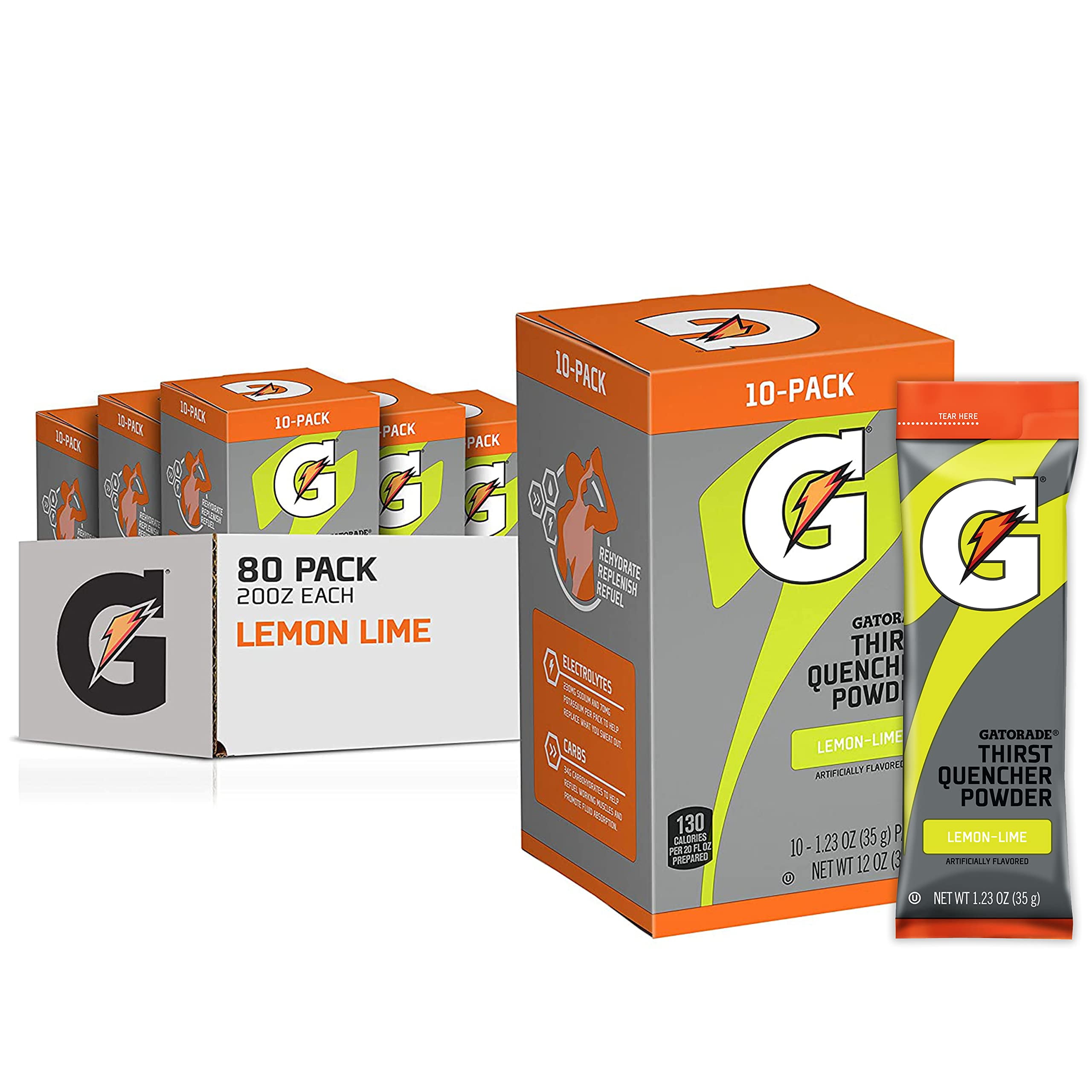 Gatorade Thirst Quencher Powder, Lemon Lime, 12 Oz, 10 Count (Pack Of 8 ...