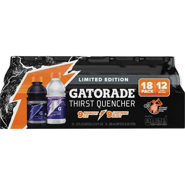 Gatorade Thirst Quencher Variety Pack, Lightning Blast/Midnight Ice ...