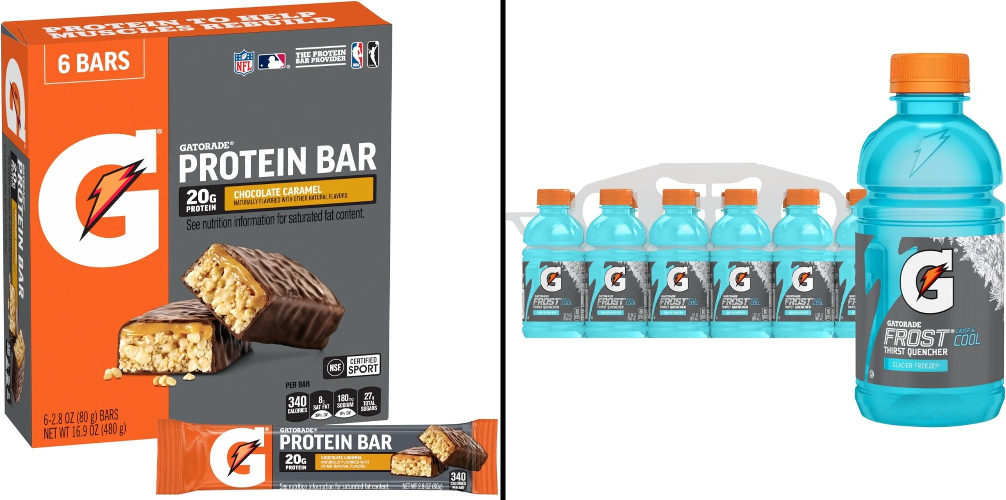 Gatorade Whey Protein Bars Chocolate Caramel 6 Ct & Thirst Quencher ...