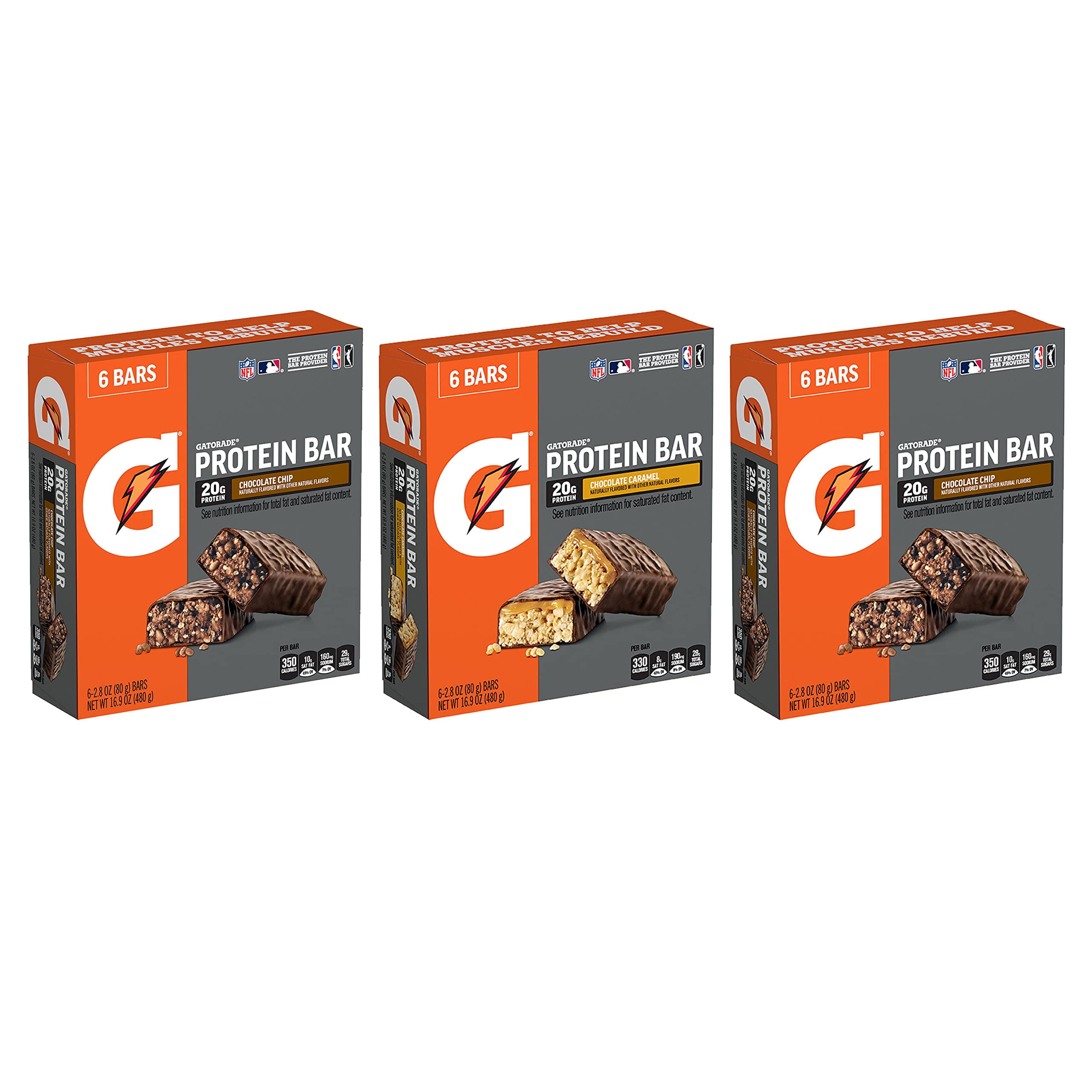 Gatorade Whey Protein Bars, Variety Pack, 2.8 oz bars , 18 Count (Pack ...