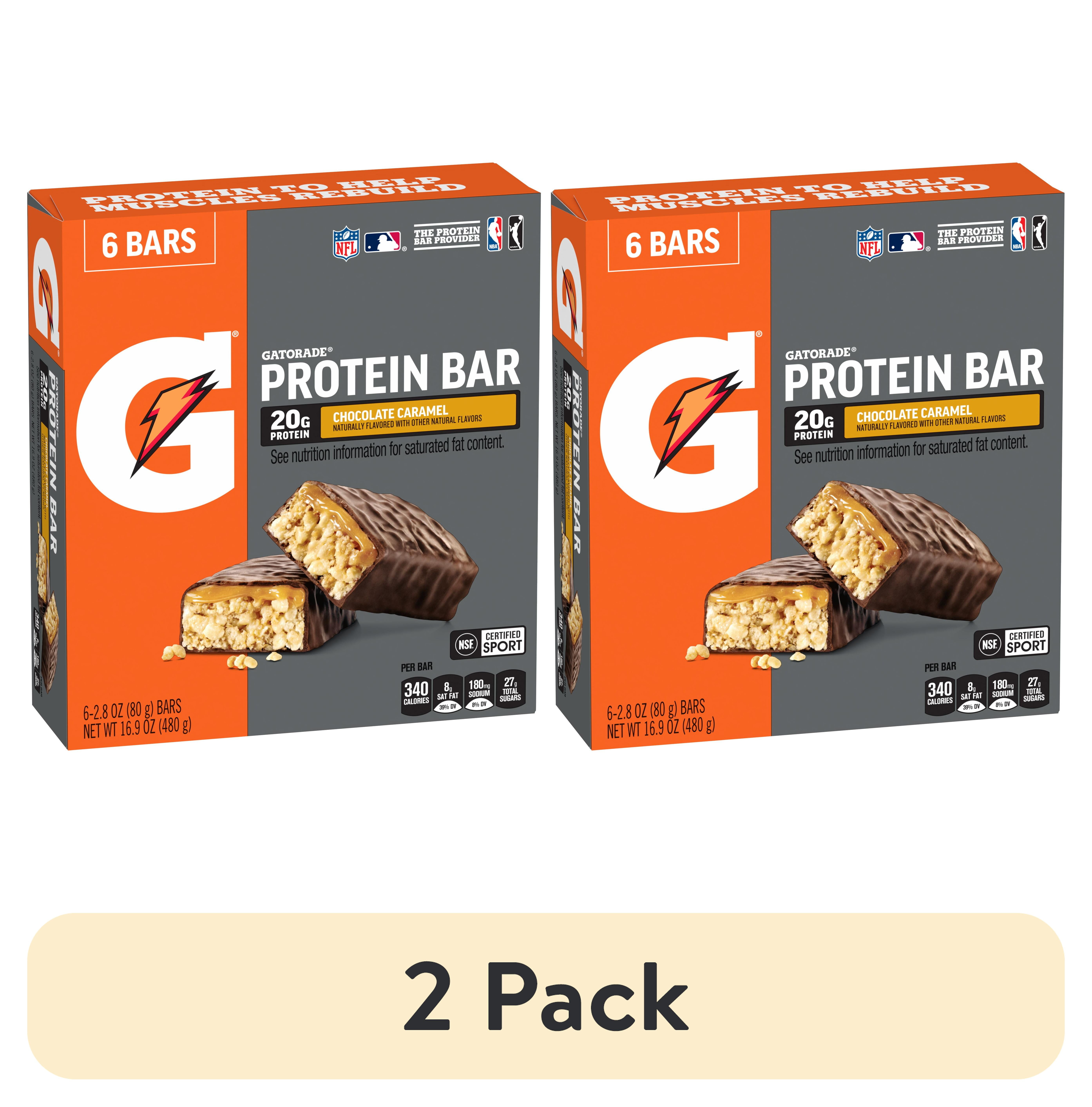(2 pack) Gatorade Whey Protein Recover Bar, Chocolate Caramel, 20g ...