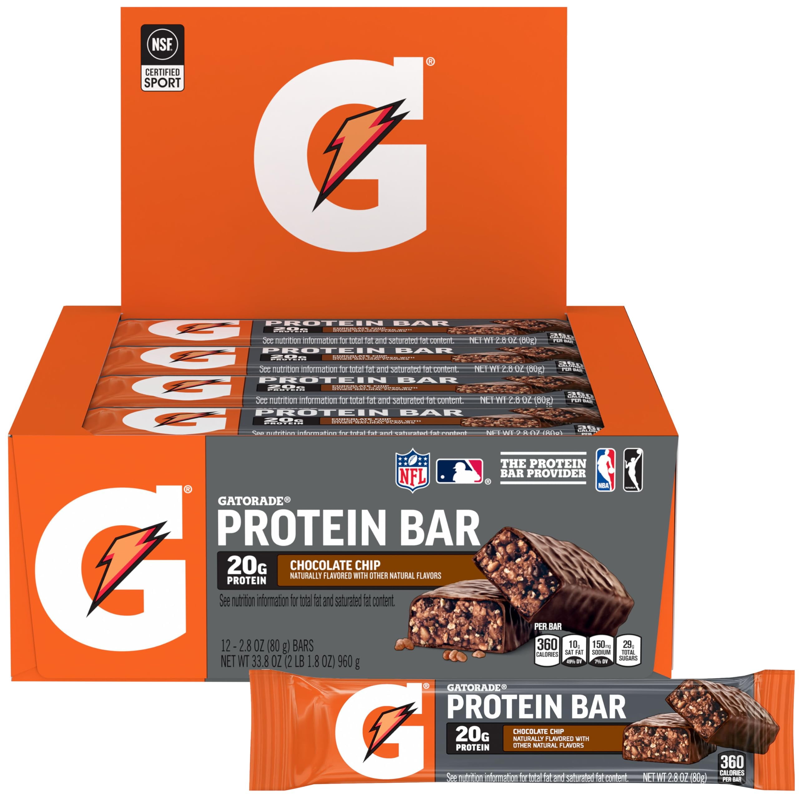 Gatorade Whey Protein Recover Bars, Chocolate SMRChip, 2.8 ounce(Pack ...