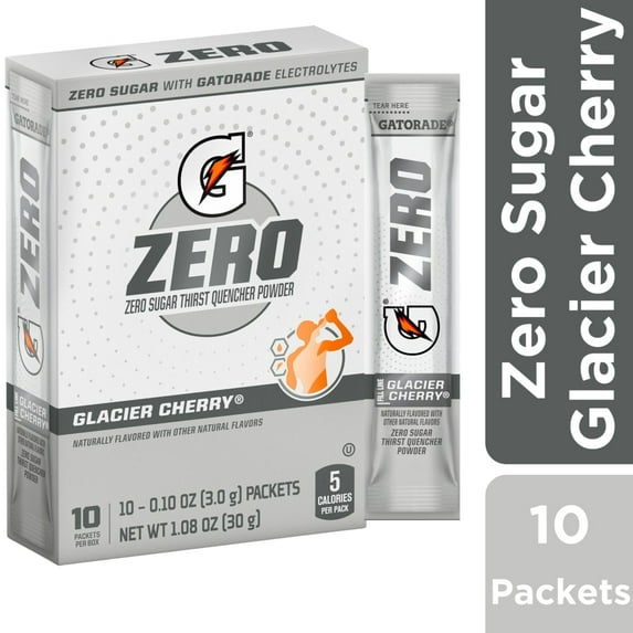 Gatorade Zero Sugar Glacier Cherry Drink Mix Packets, 10 packets ...