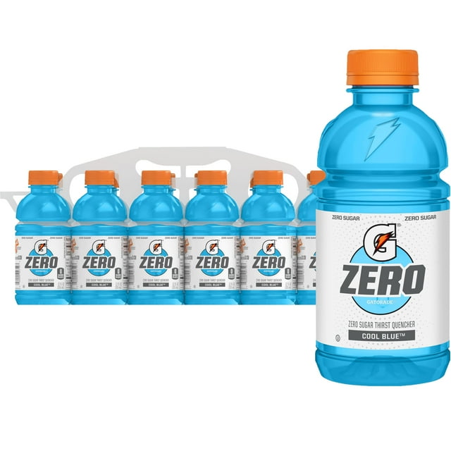 Gatorade Zero Thirst Quencher Sports Drink, Cool Blue, 12Oz Bottles (12 ...