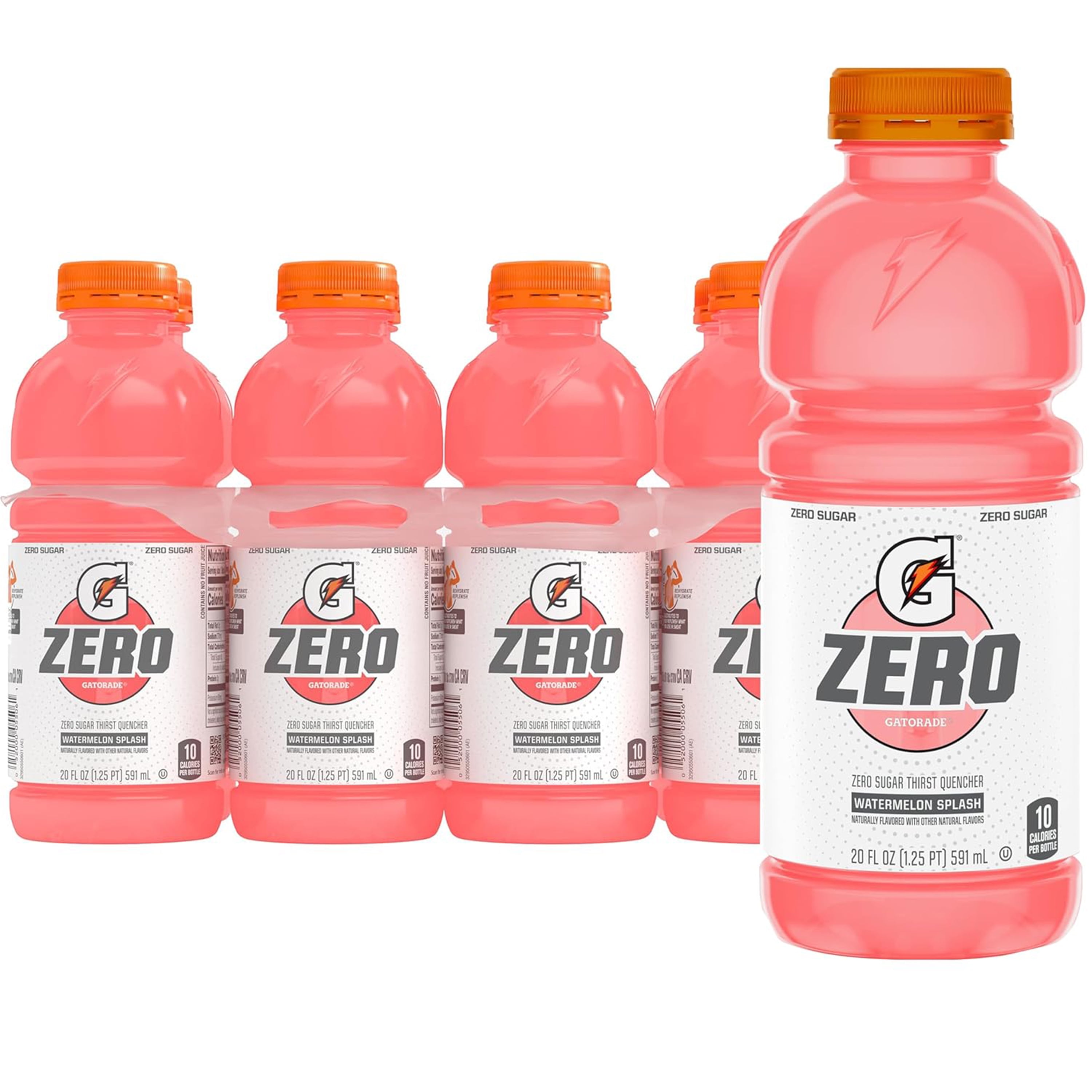 Gatorade Zero Sugar Thirst Quencher Watermelon Splash Sports Drinks, 20 fl oz, 8 Count Bottles ...