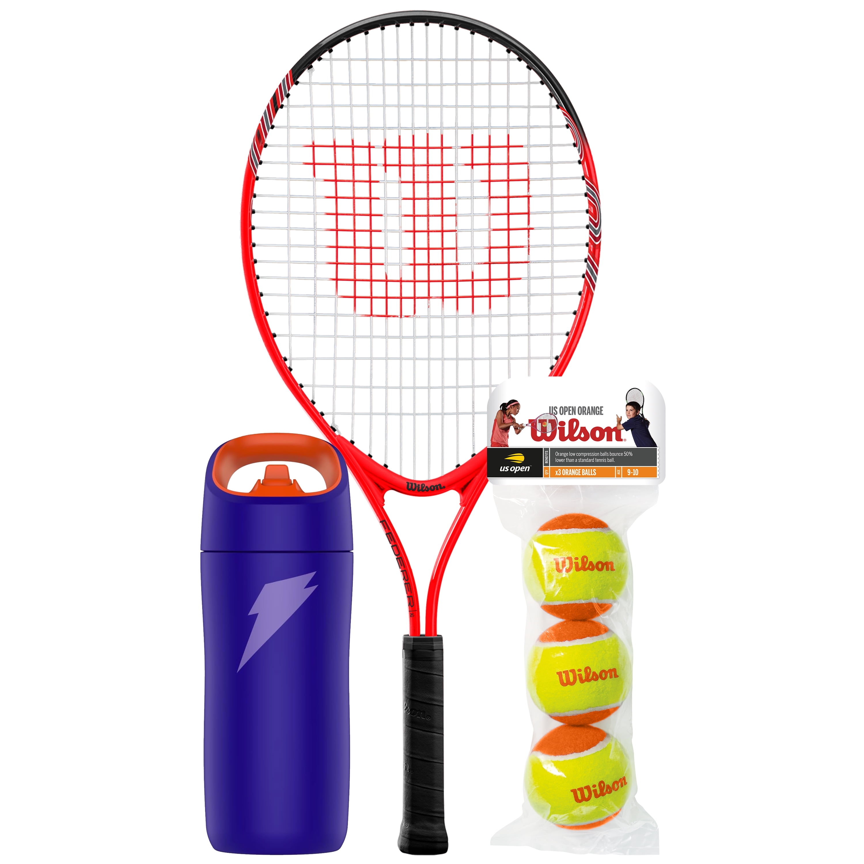 Wilson x Gatorade Junior Tennis Kit - Includes Wilson Roger Federer 23 ...