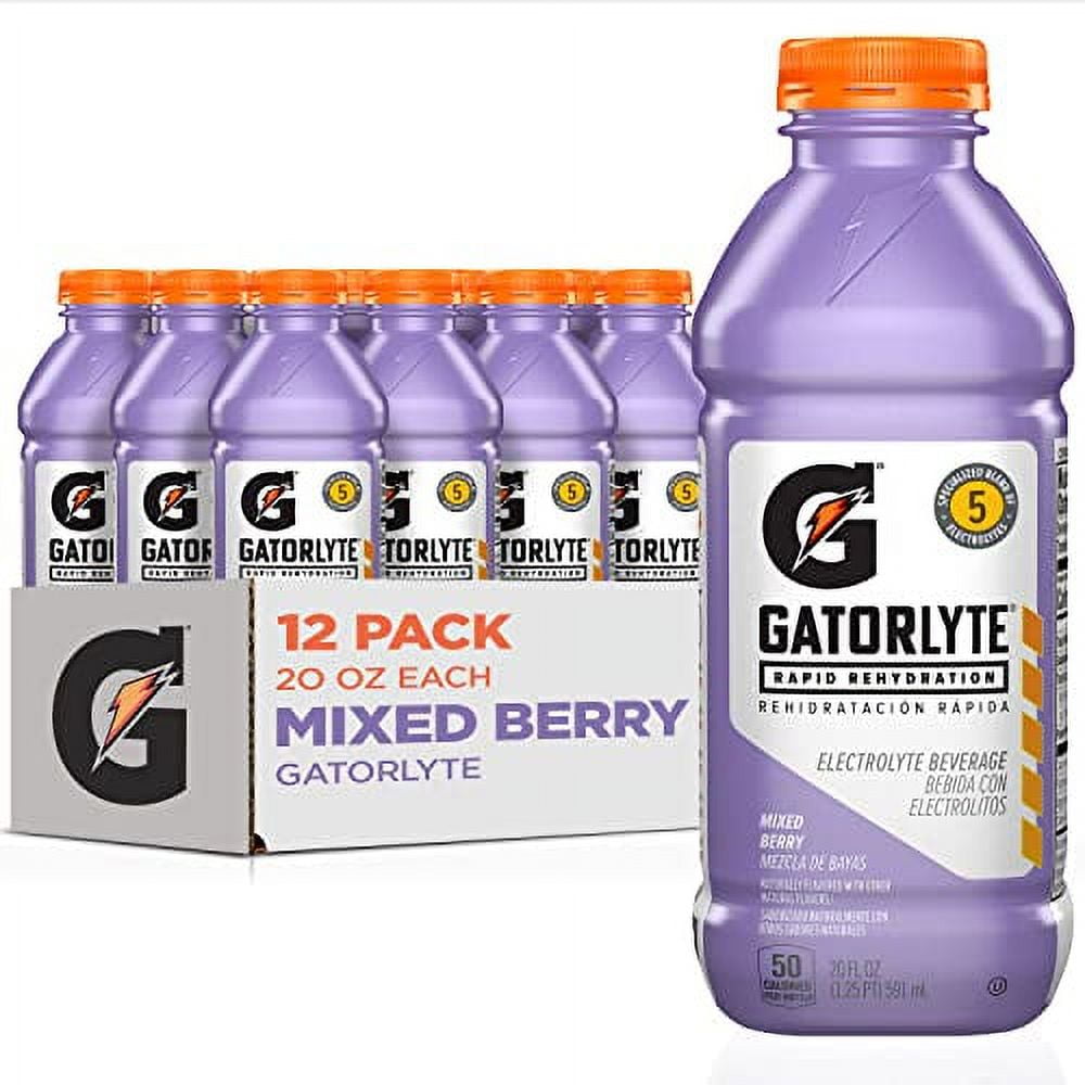 Gatorlyte Rapid Rehydration Electrolyte Beverage, Mixed Berry, 20oz (12 ...