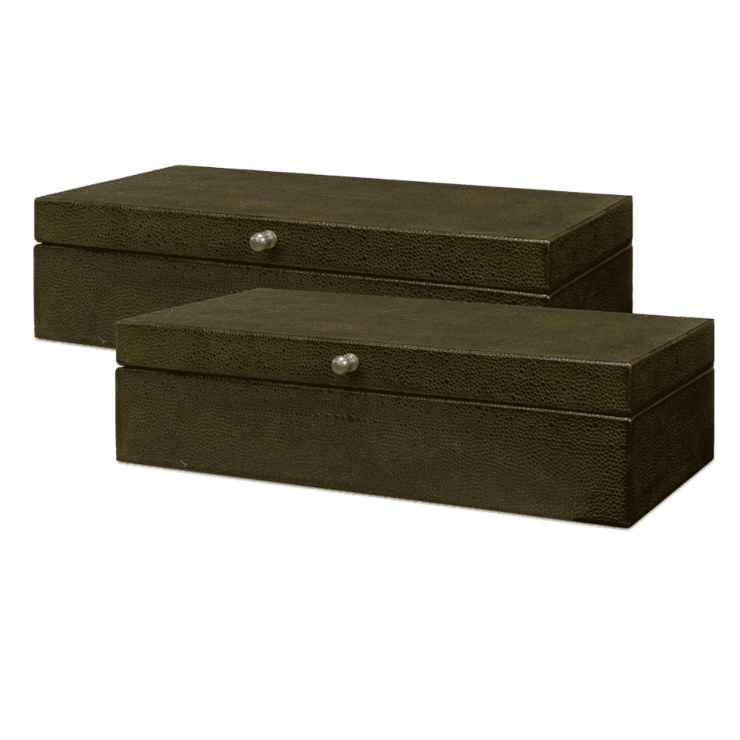 Gatsburg Shagreen Box Set of 2 – Green Decorative Storage Boxes with ...