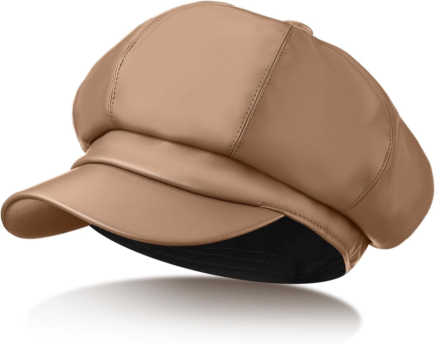 Gatsby Newsboy Caps for Women 8 Panel PU Leather Apple Cap Vintage ...