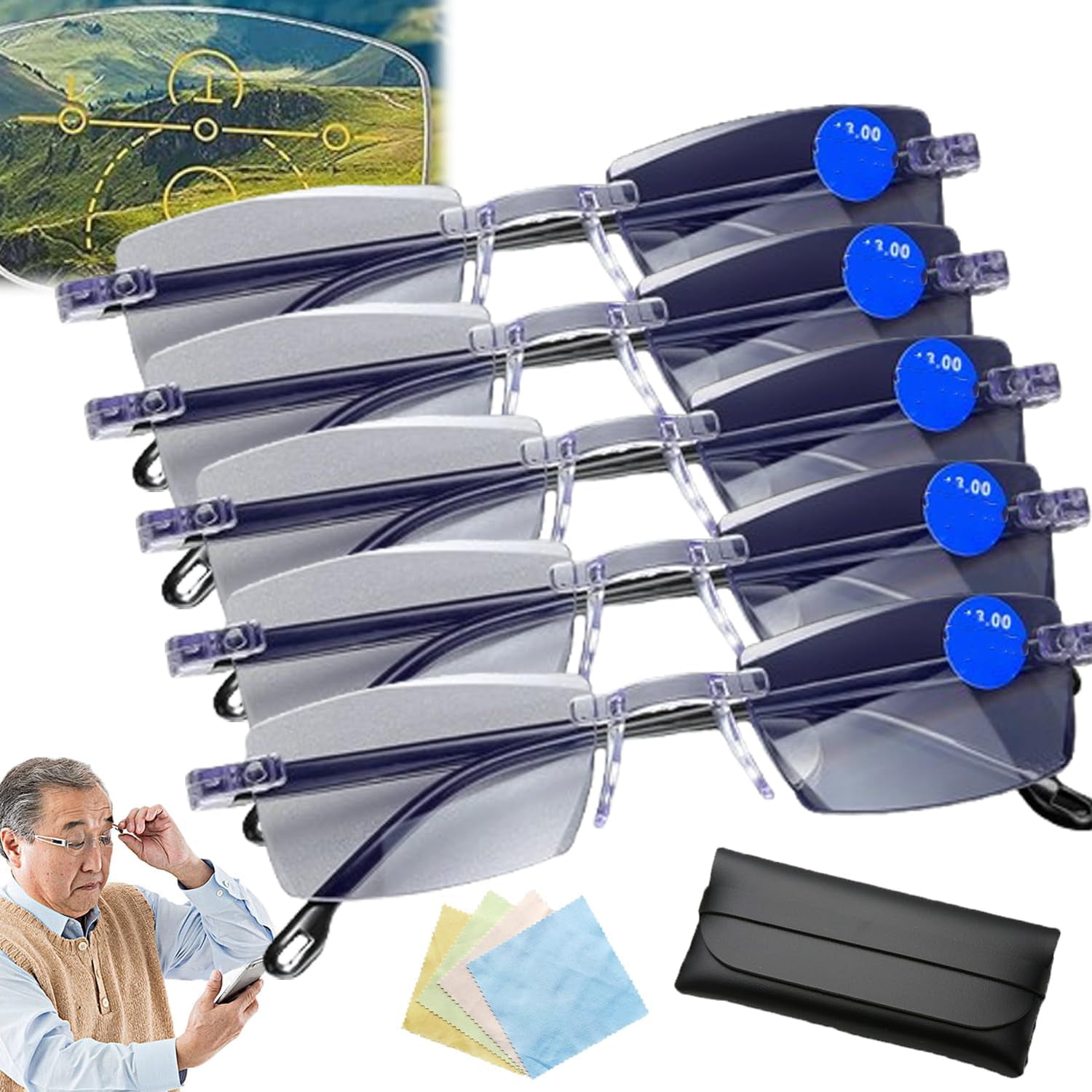 Gatteeey Intelligent Zoom Glasses,Anti Blue Light Presbyopia Glasses ...