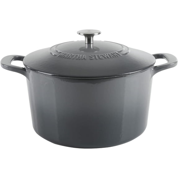 Gatwick 7-Quart Enamel Cast Iron Dutch Oven - Classic Grey - Durable ...