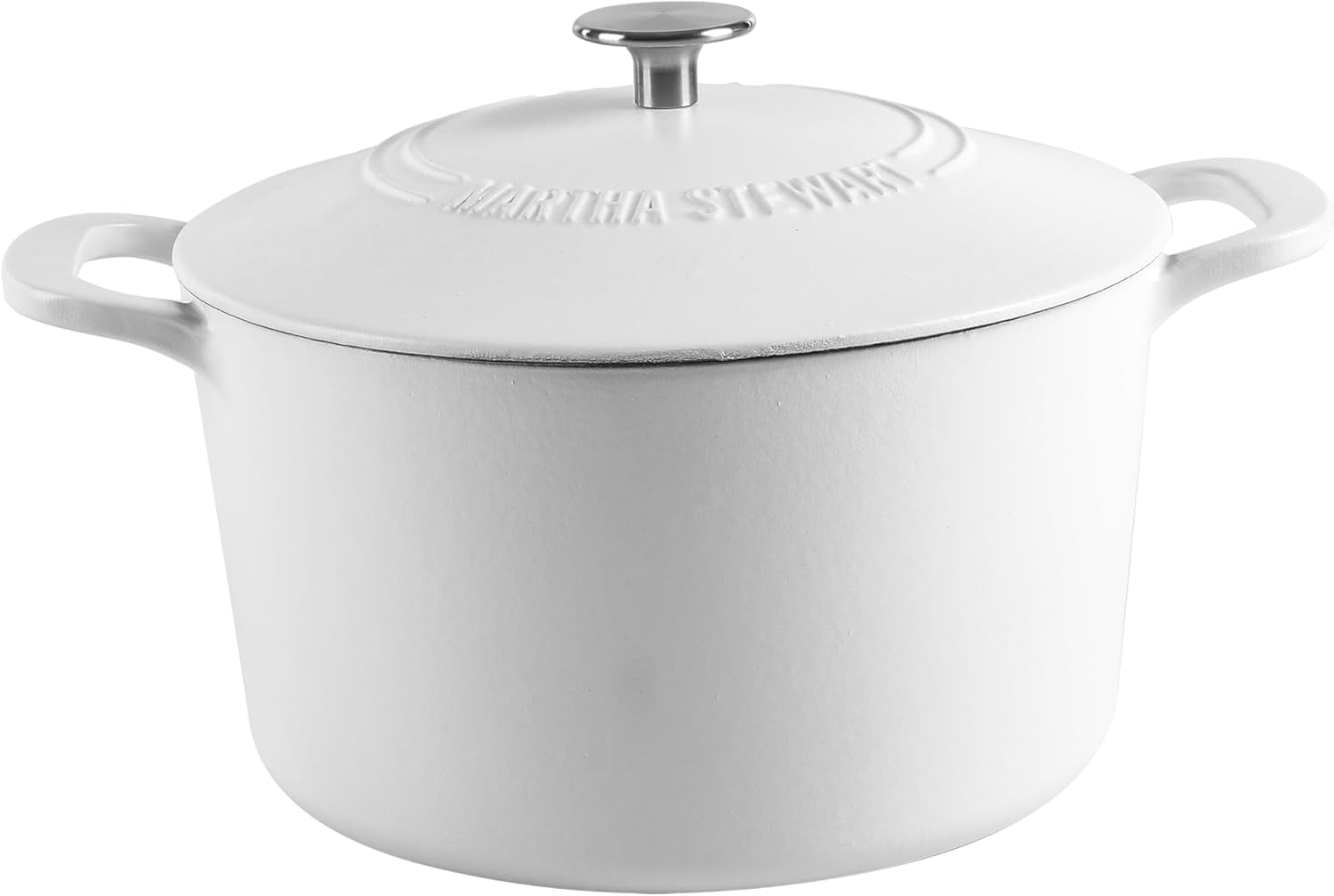 Gatwick 7-Quart Enamel Cast Iron Dutch Oven Pot with Lid - Matte White ...