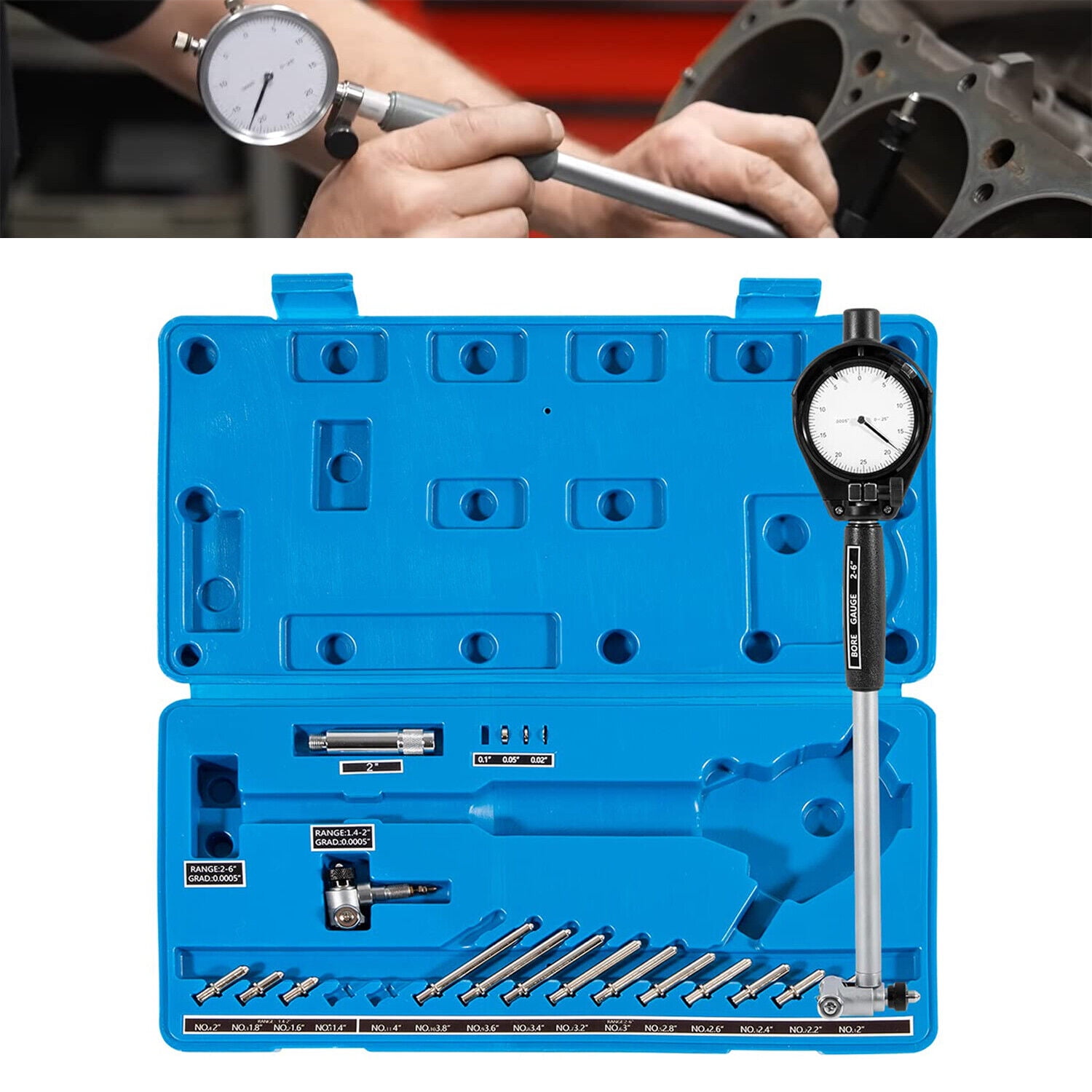 Gauge Measurement Tool Extender Cylinder Dial Bore Gage Set 1.4"-6" 52 ...