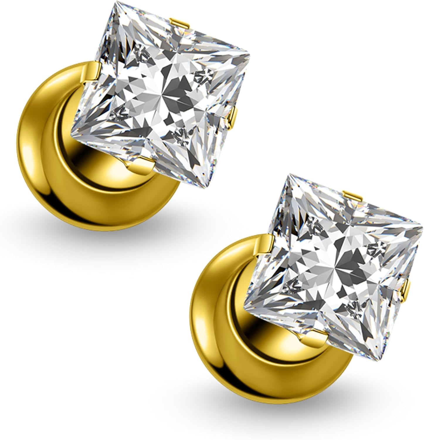 Gauges For Ears ASTM F136 Titanium Square Clear CZ Single Flare Tapers ...